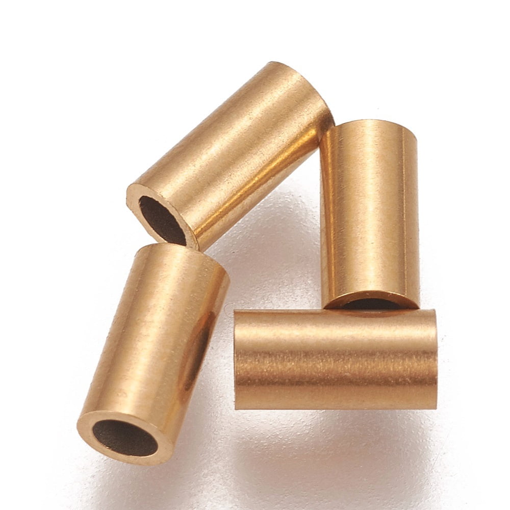 5 pc Ion Plating(IP) 304 Stainless Steel Tube Beads Golden 6x3mm Hole ...