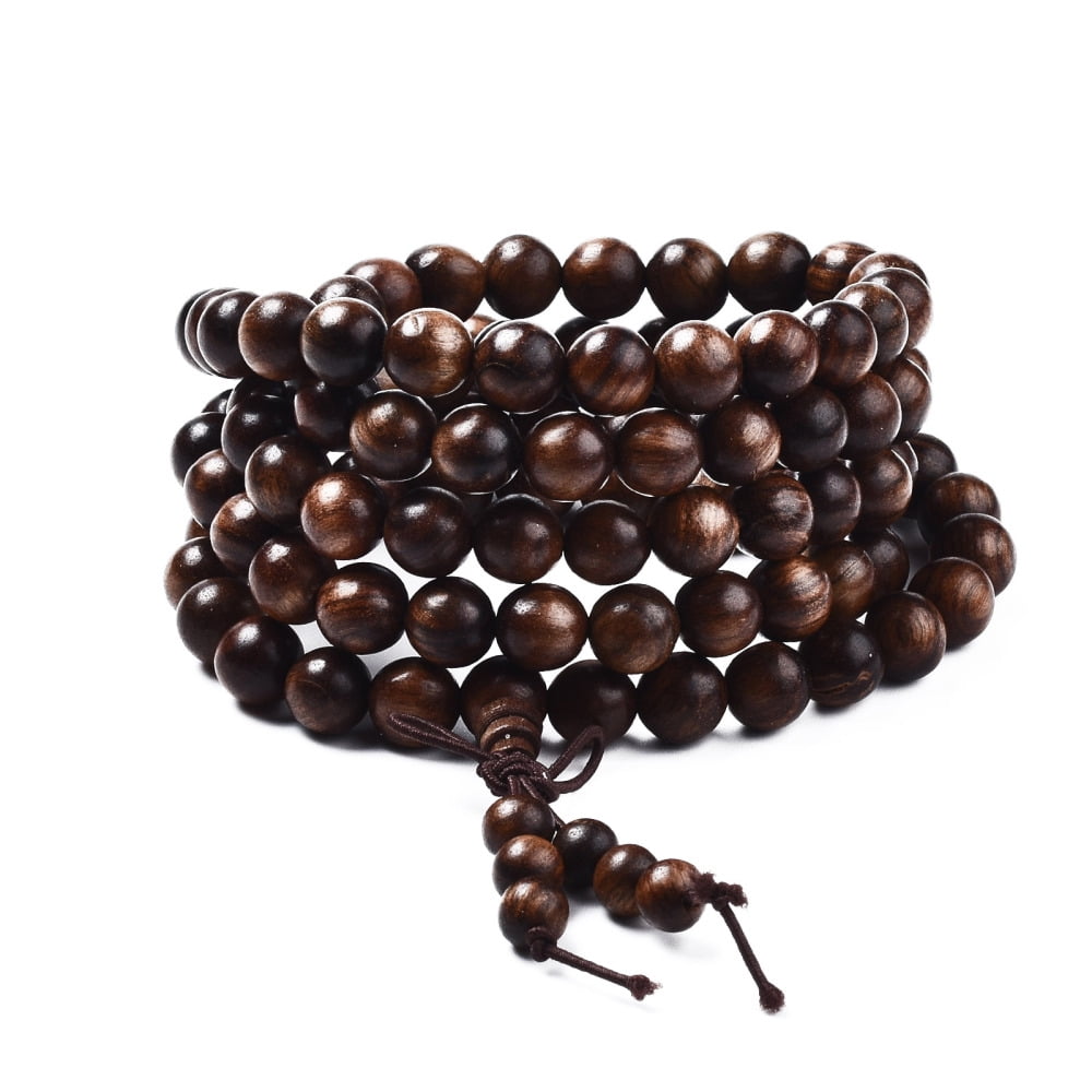 5 pc Mala Bead Bracelet Wood 4-Loop Wrap Bracelet Prayer Jewelry for ...