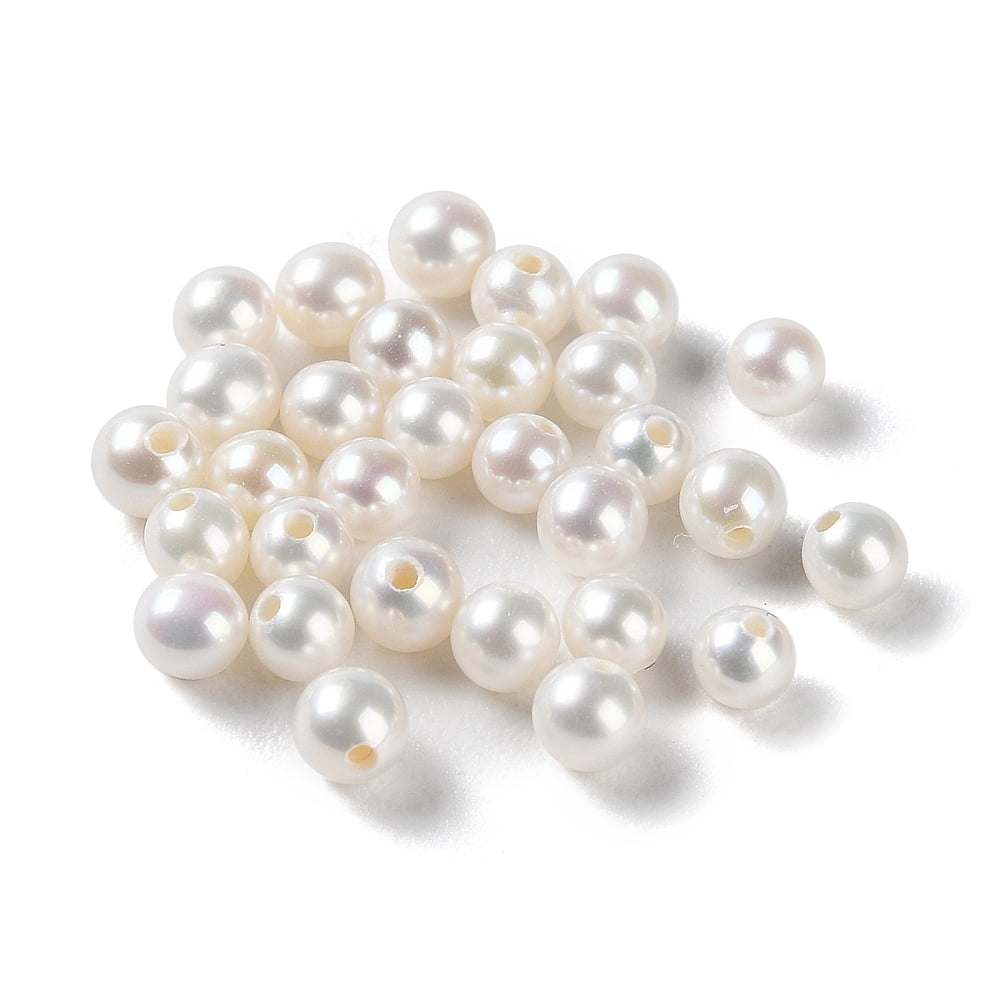 5 pc Natural Cultured Freshwater Pearl Beads Half Drilled Grade 5A ...