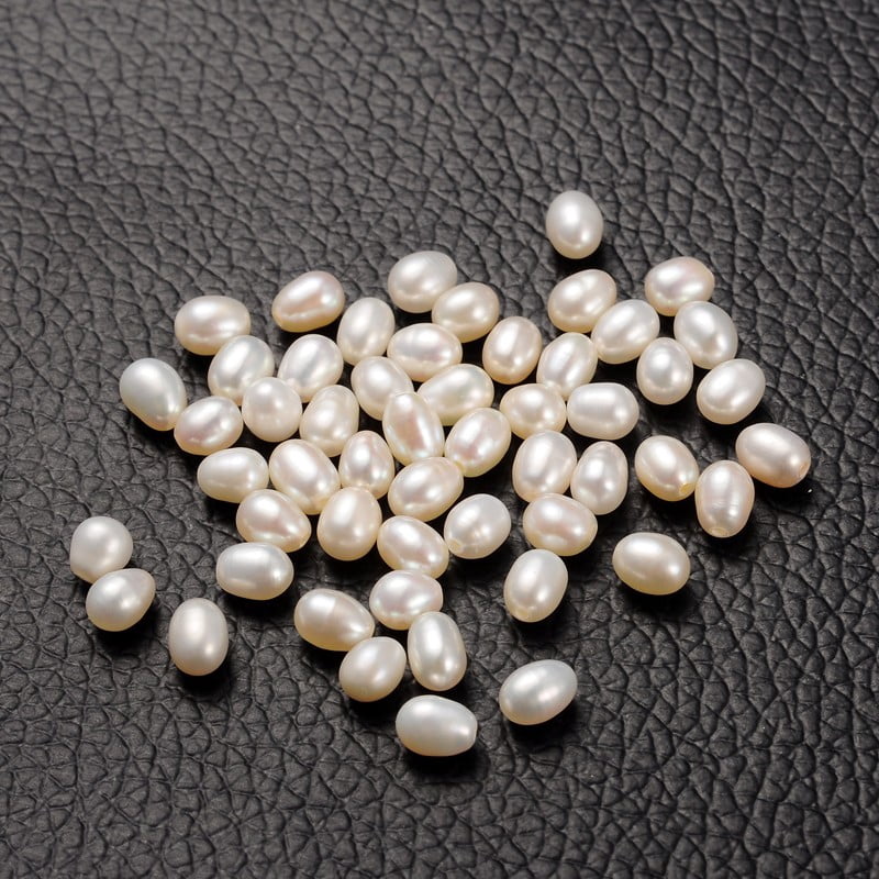 5 pc Natural Cultured Freshwater Pearl Beads Half Drilled Hole Grade AA ...