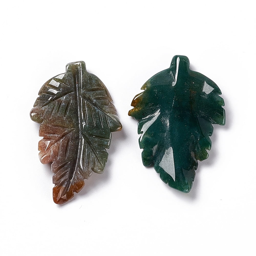 5 pc Natural Indian Agate Pendants Leaf Charms 41.5x25~26x5mm Hole: 0 ...