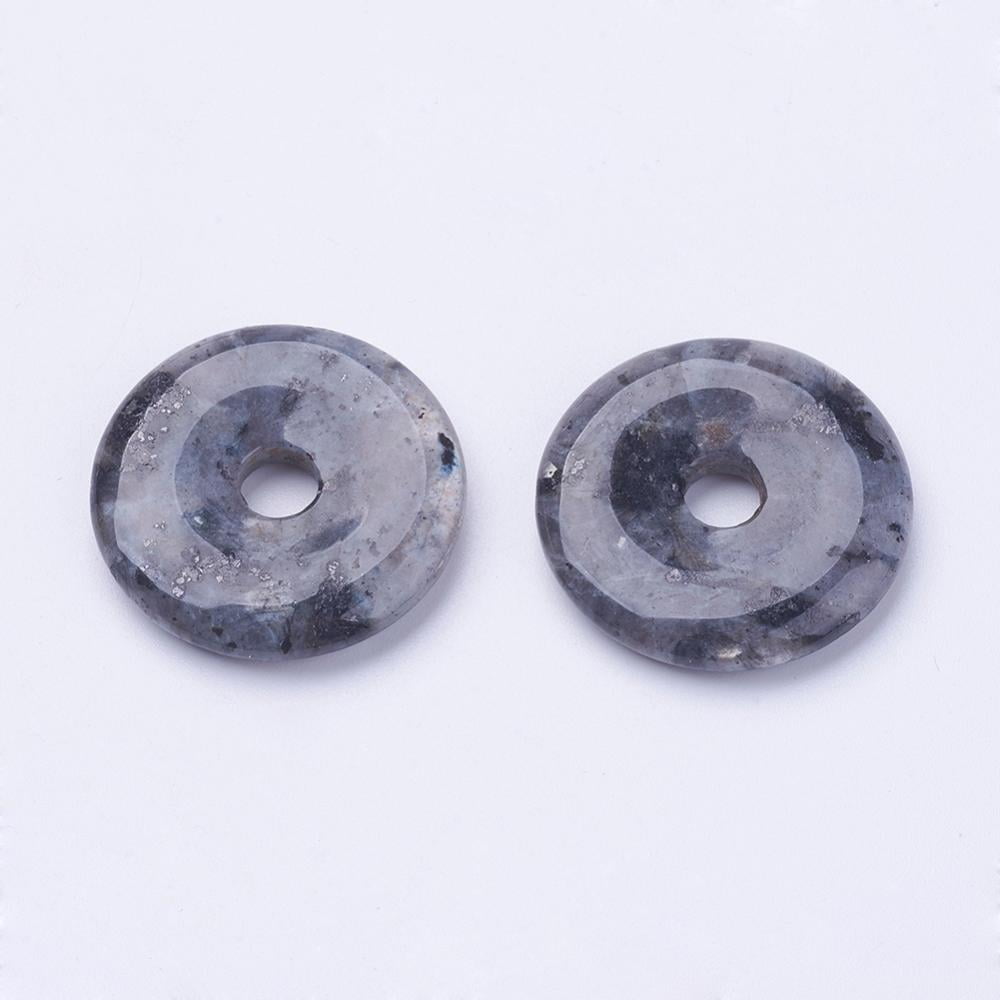 5 pc Natural Larvikite Pendants Donut/Pi Disc Donut Width: 11~12mm 28~30x5~6mm Hole: 6mm ...
