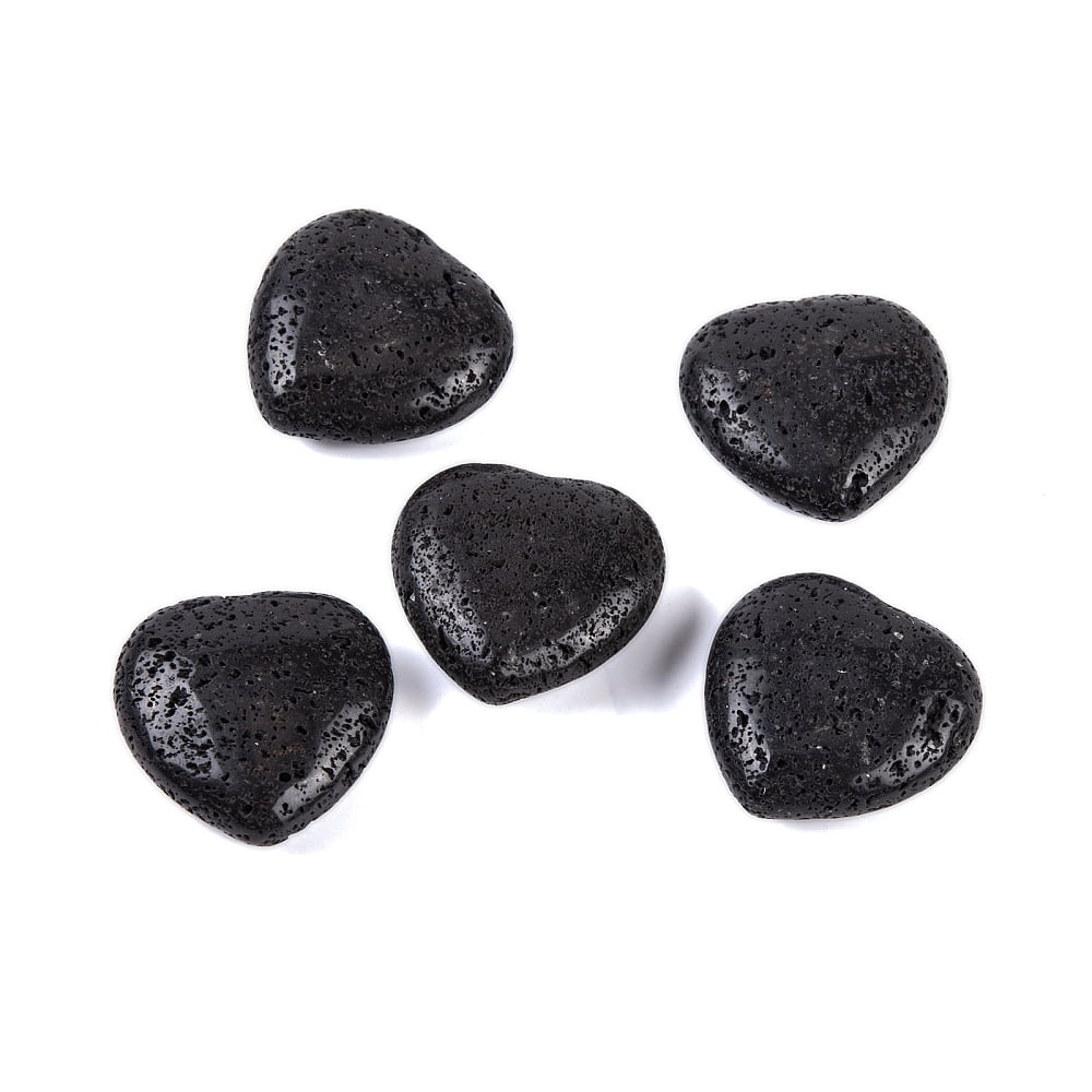 5 pc Natural Lava Rock Healing Stones Heart Love Stones Pocket Palm ...