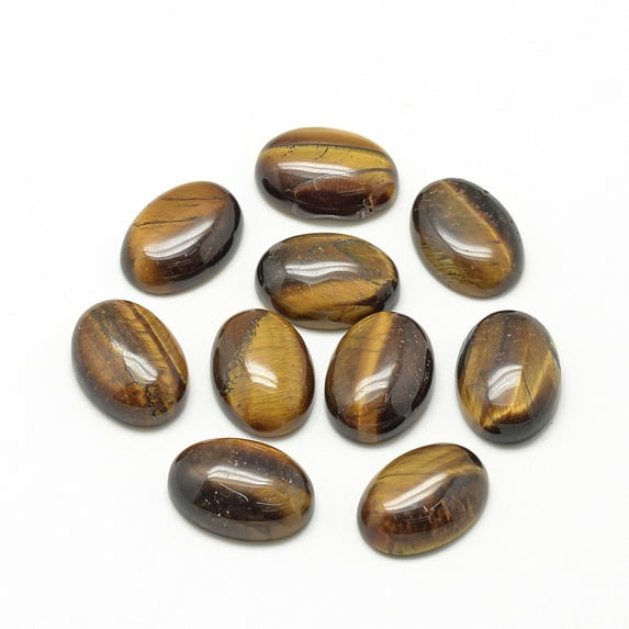 5 pc Natural Tiger Eye Cabochons Oval 10x8x4~5mm - Walmart.com