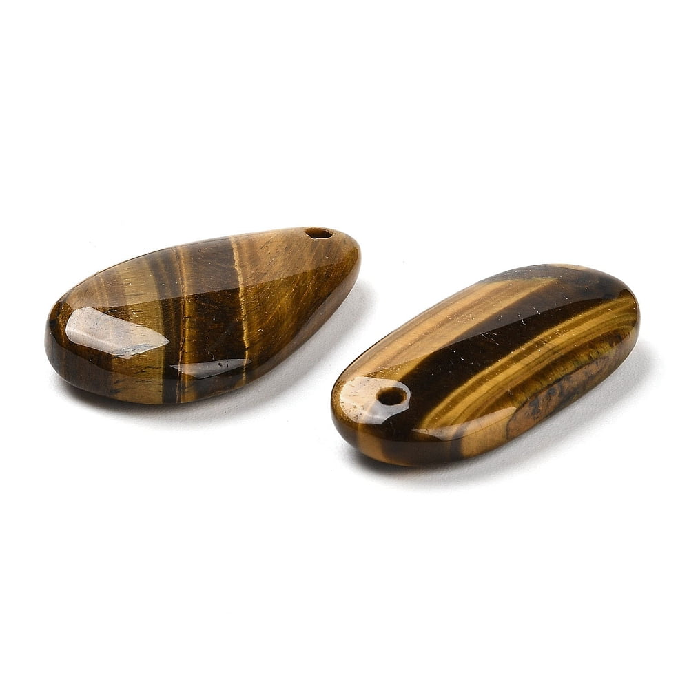 5 pc Natural Tiger Eye Pendants Teardrop & Oval Charms Mixed Shapes 36 ...