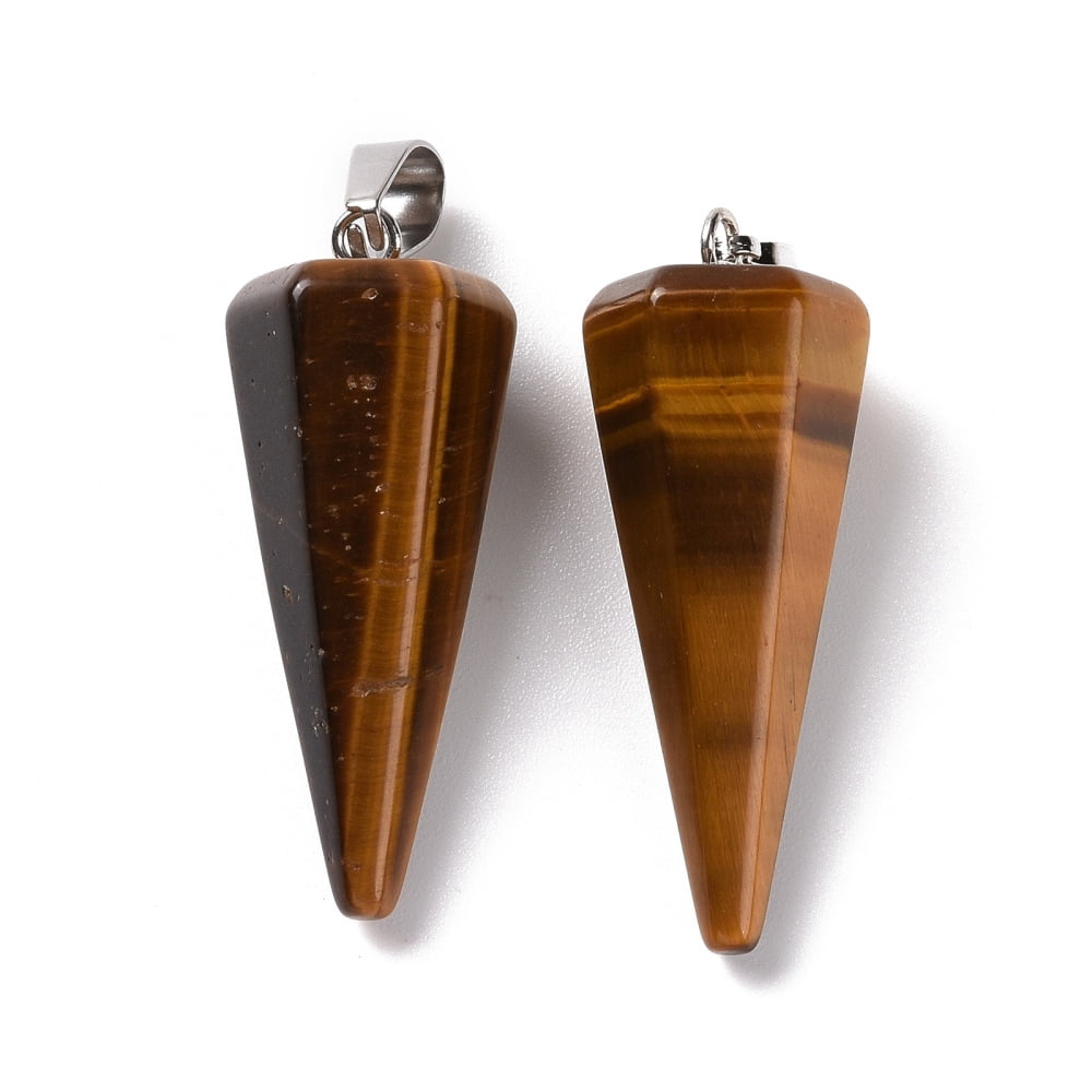 5 pc Natural Tiger Eye Pendants with Platinum Plated Brass Findings ...