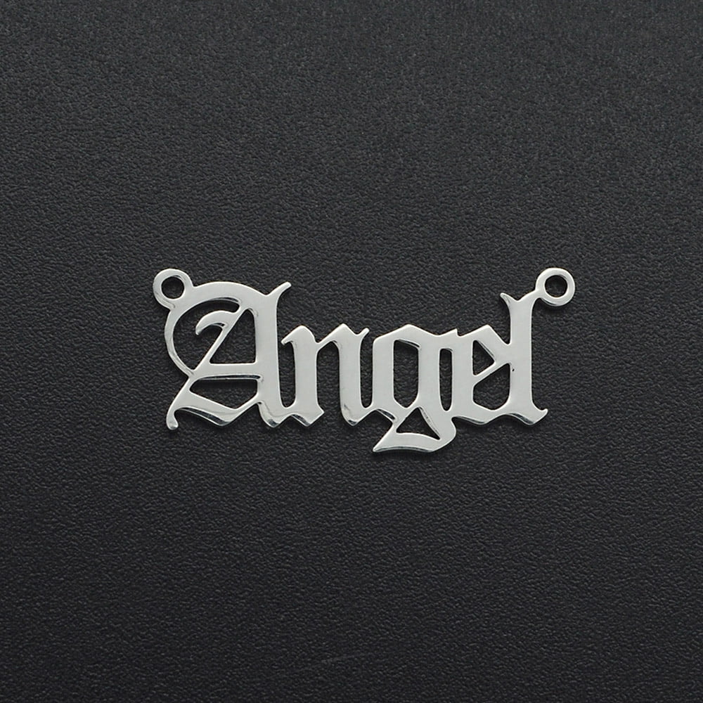 5 pc Non-Tarnish 201 Stainless Steel Links Old English Angel Laser Cut ...