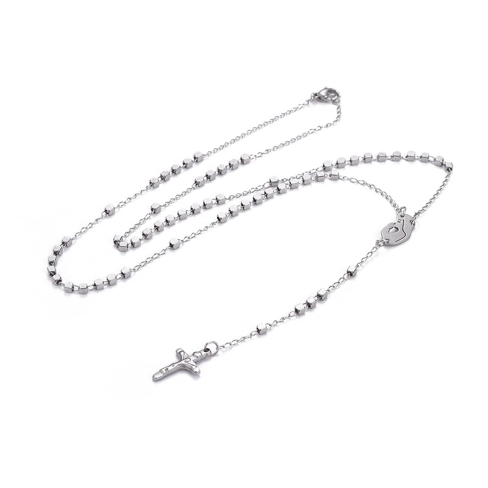 5 pc Non-Tarnish 304 Stainless Steel Rosary Bead Necklaces for Easter ...