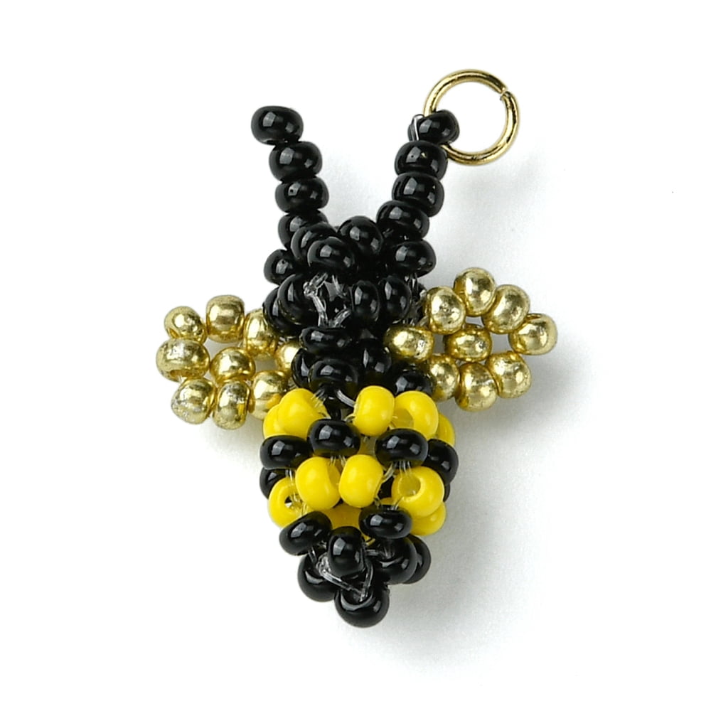 5 pc Seed Beads Beaded Charms Bees Pendants with 304 Stainless Steel ...