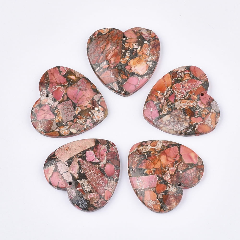 5 pc golden Line Regalite/Imperial Jasper/Sea Sediment Jasper Pendants ...