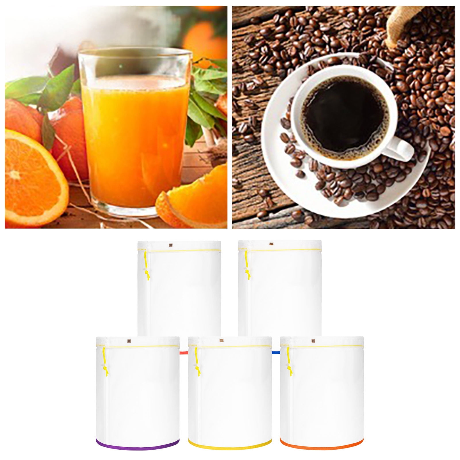 5 pcs 5-Gallon All Mesh Filter Bags, 25 to 220 Micron 5 Color Fine ...