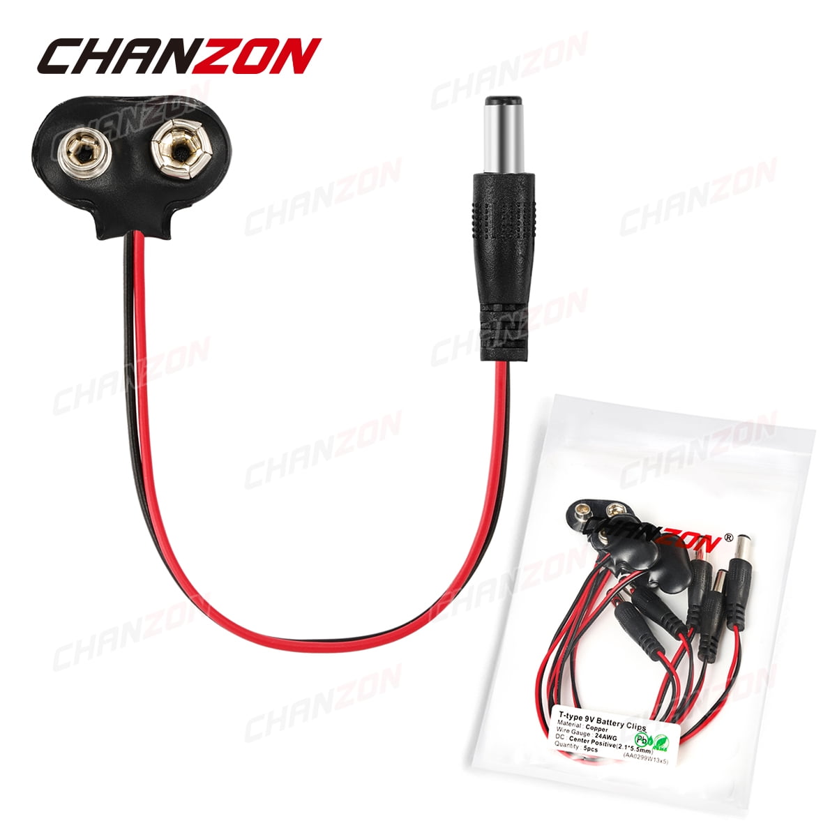 5 pcs 9V Battery Power DC Connector Jack Male Arduino Snap Clip Adapter ...