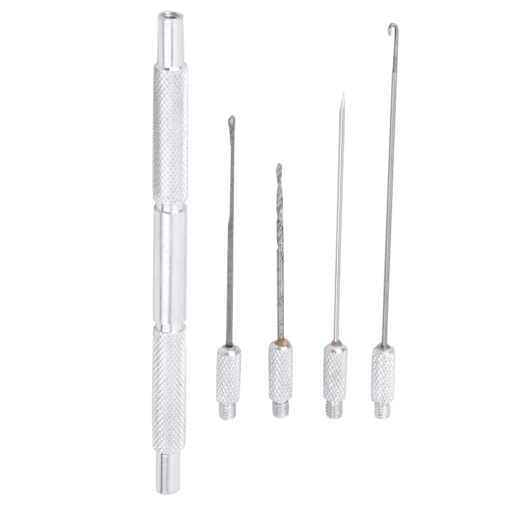 5 pcs Aluminum Alloy Baiting Needle Tool Set Fishing Drill Hooks Tools ...