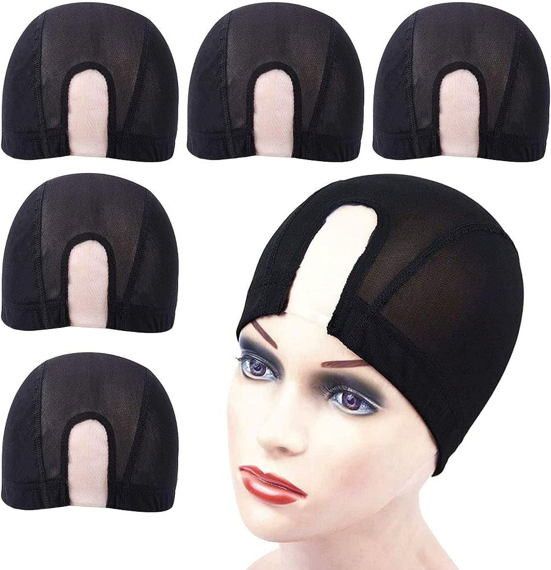 5 pcs Black Wig Caps U Part Mesh Dome Wig Nylon Caps with Stretchable ...