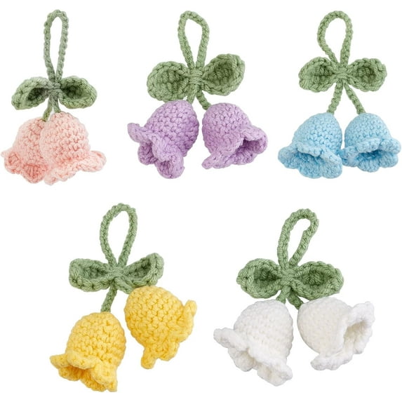 5 pcs Crochet Bluebell Flower Pendant Hand-Knitted Bluebells Crochet ...