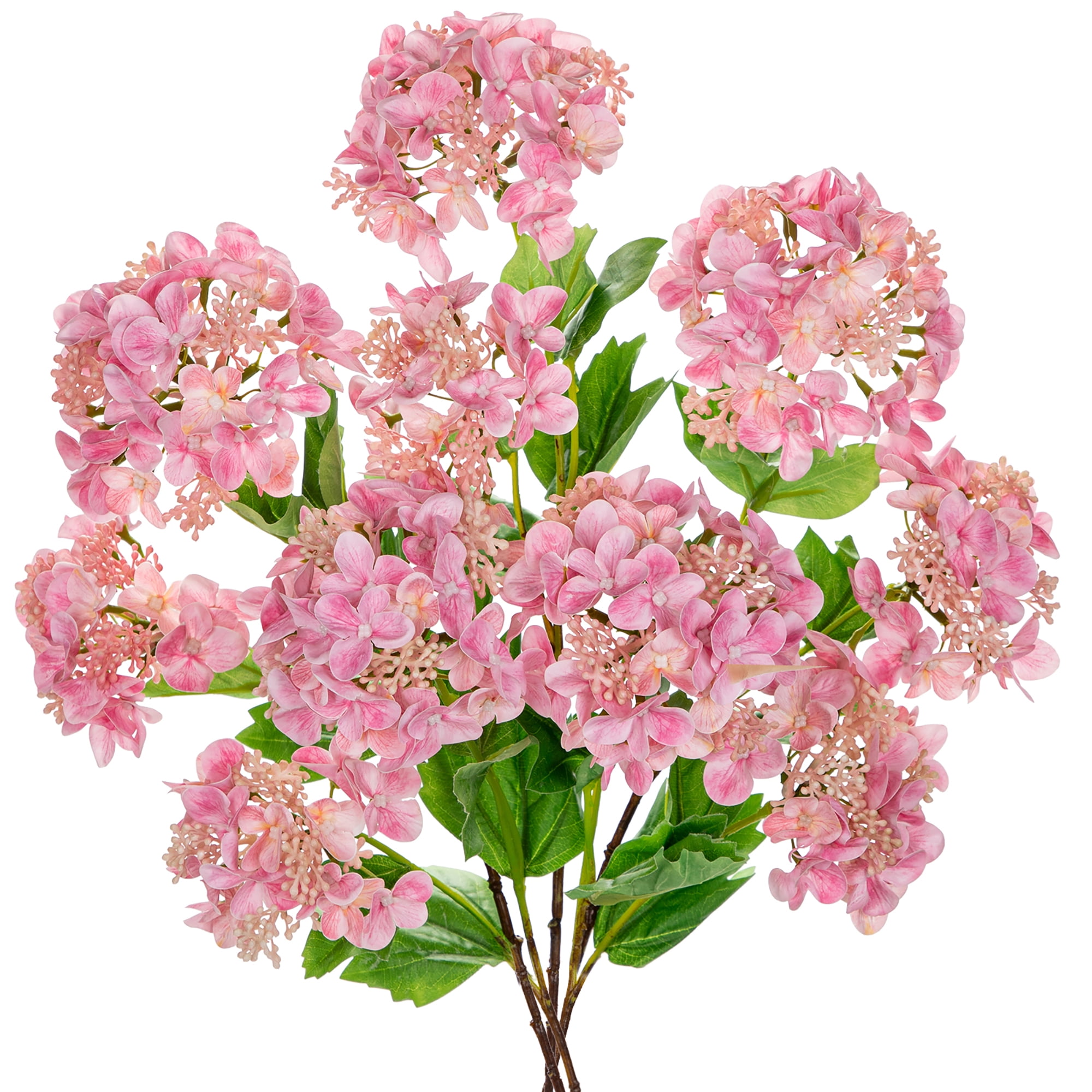 5 pcs Hydrangea Artificial Flowers 19"Real Touch 2 Flower Heads Faux ...