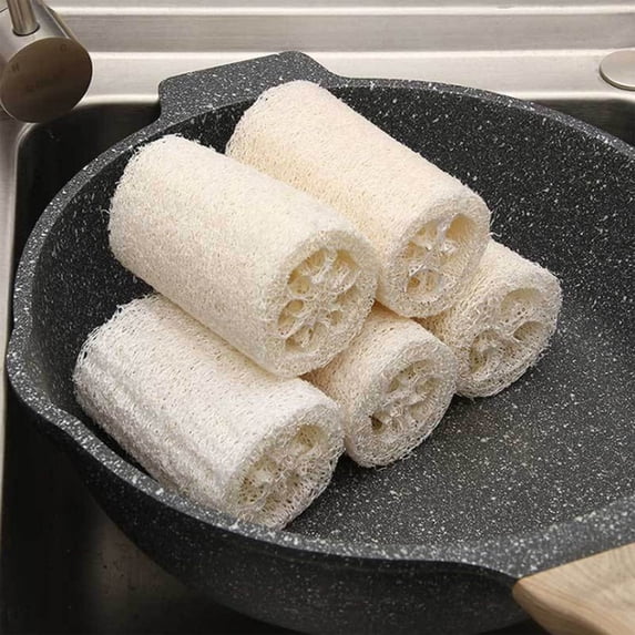5 pcs Natural Loofah Sponge for Body and Dish, Exfoliating Luffa ...