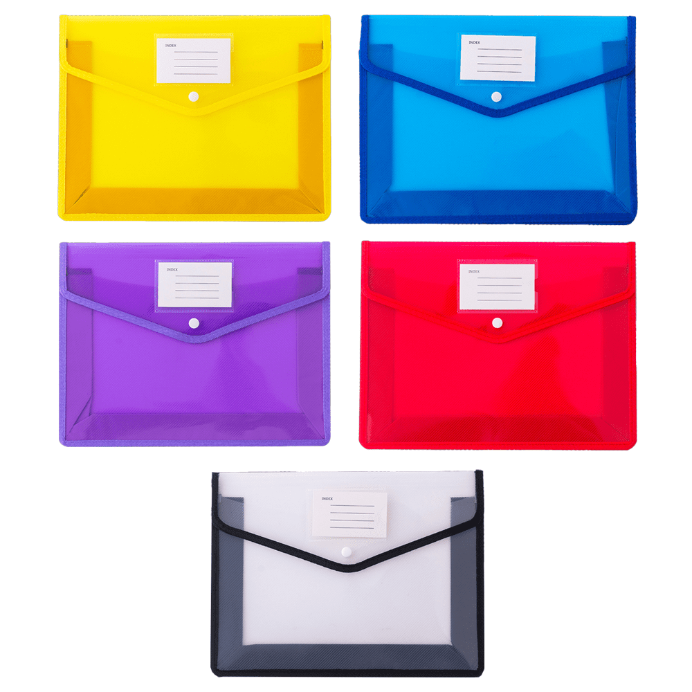 5 pcs Plastic Folder with Snap Closure Clear Document Plastic File ...