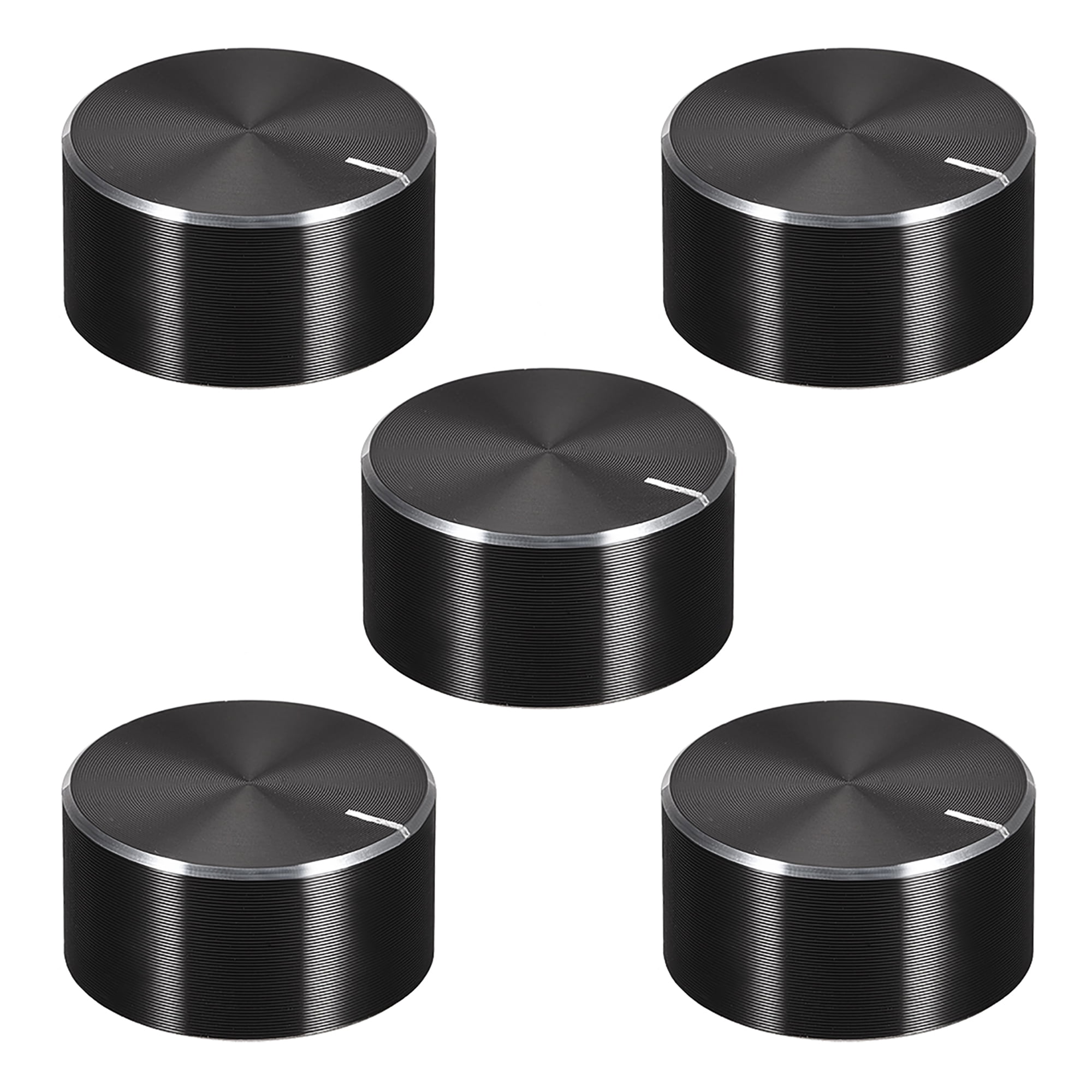 5 pcs Potentiometer Knob Knurled Shaft Black Aluminum Smooth Surface ...