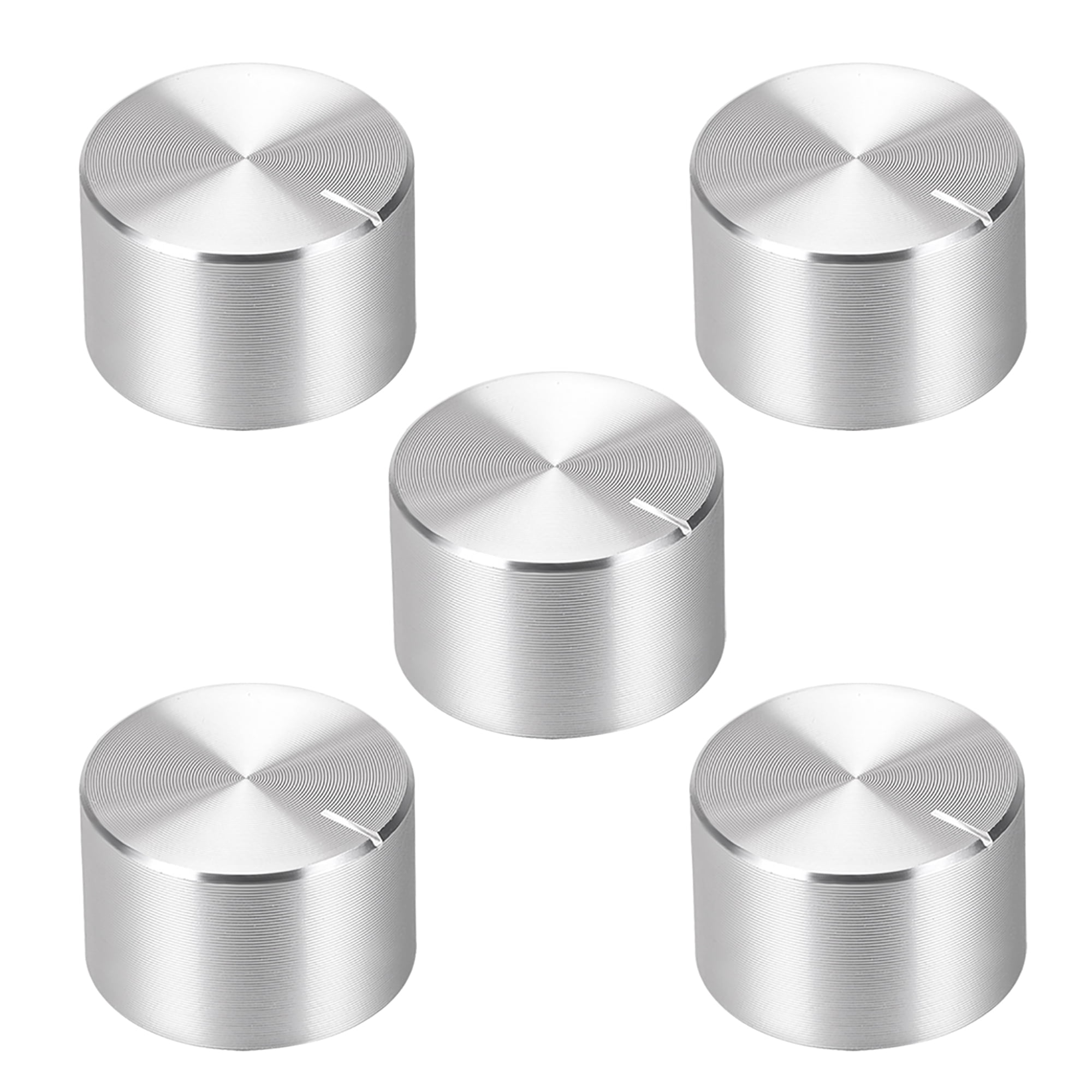5 pcs Potentiometer Knob Knurled Shaft Silver Tone Aluminum Smooth ...