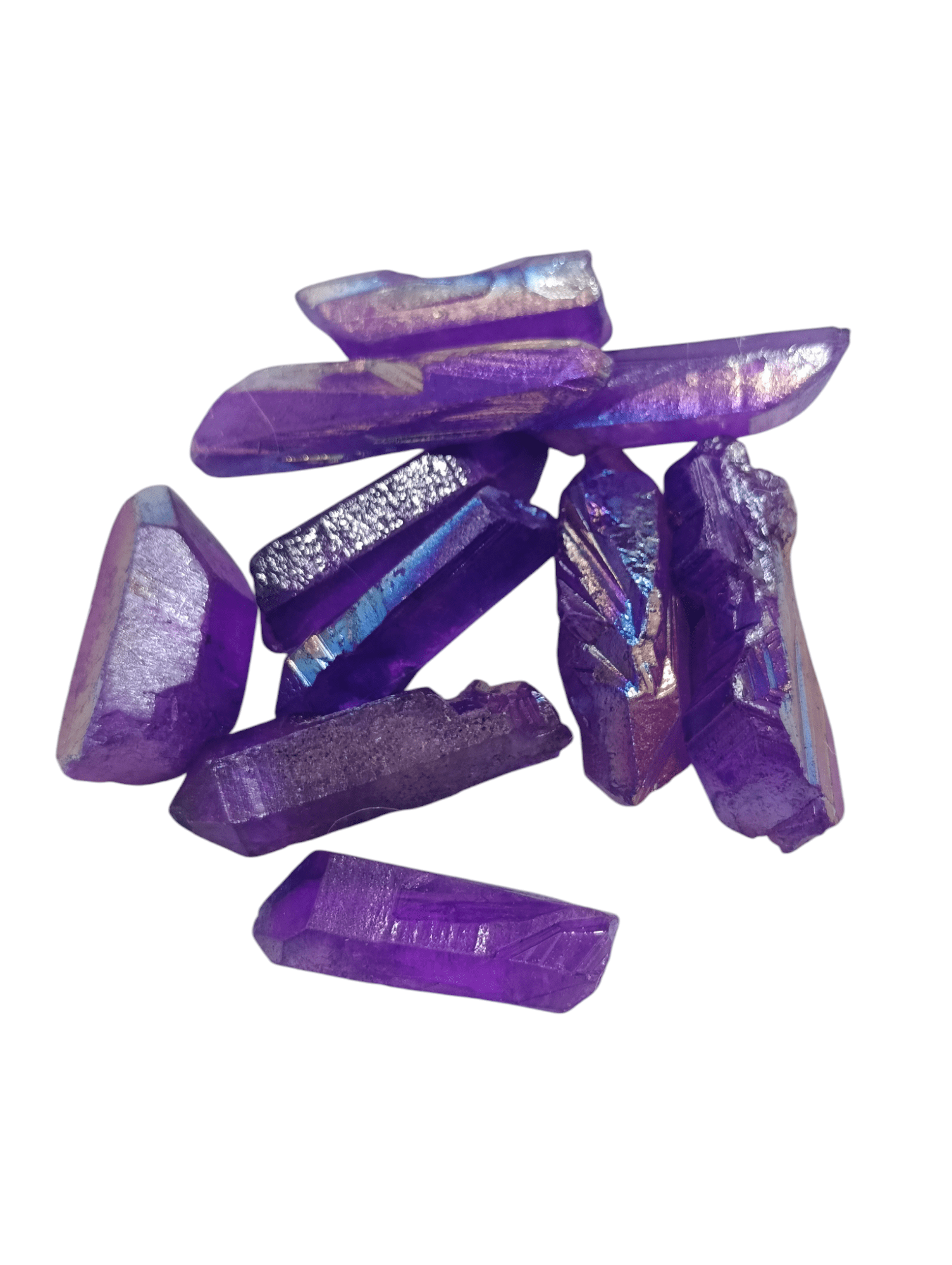 5 pcs Purple Aura Quartz Natural Crystal Point and Healing Stone Flint ...