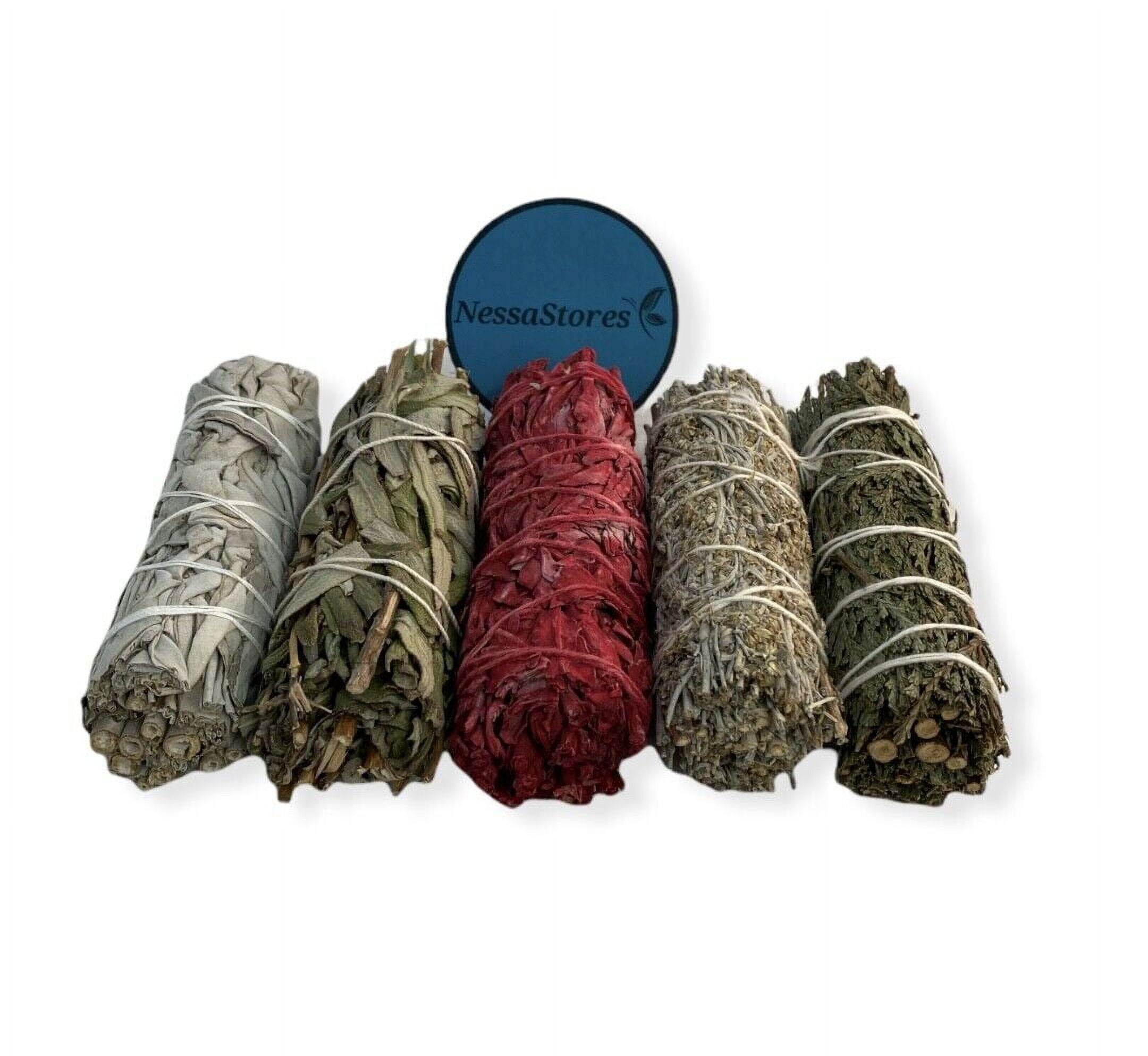 5 pcs Smudge Sampler of 4 different Sages and Cedar 4" Bundles #JC-209 ...