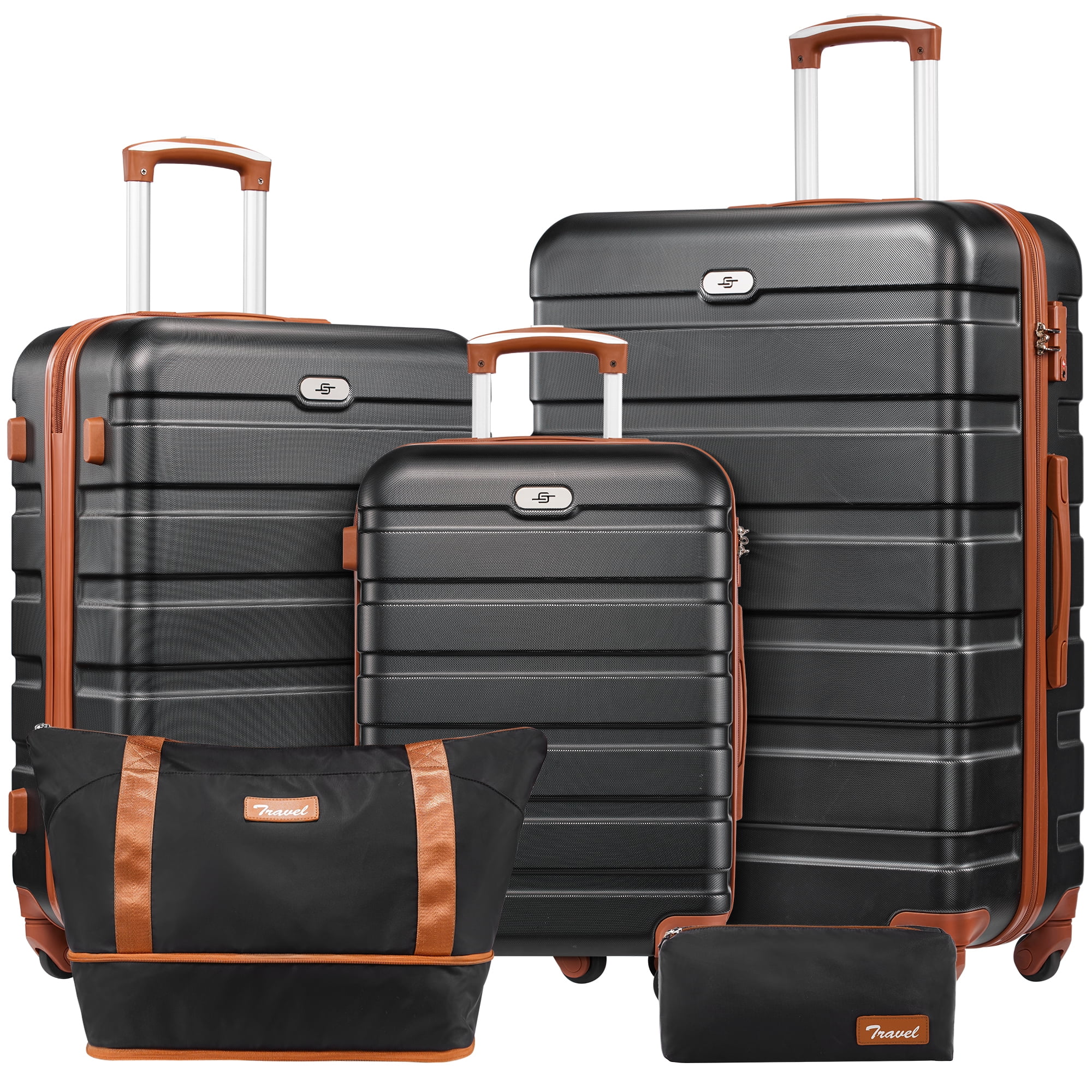 5 pcs travel luggage sets, 20 24 28 inch carry-on and checked luggage ...