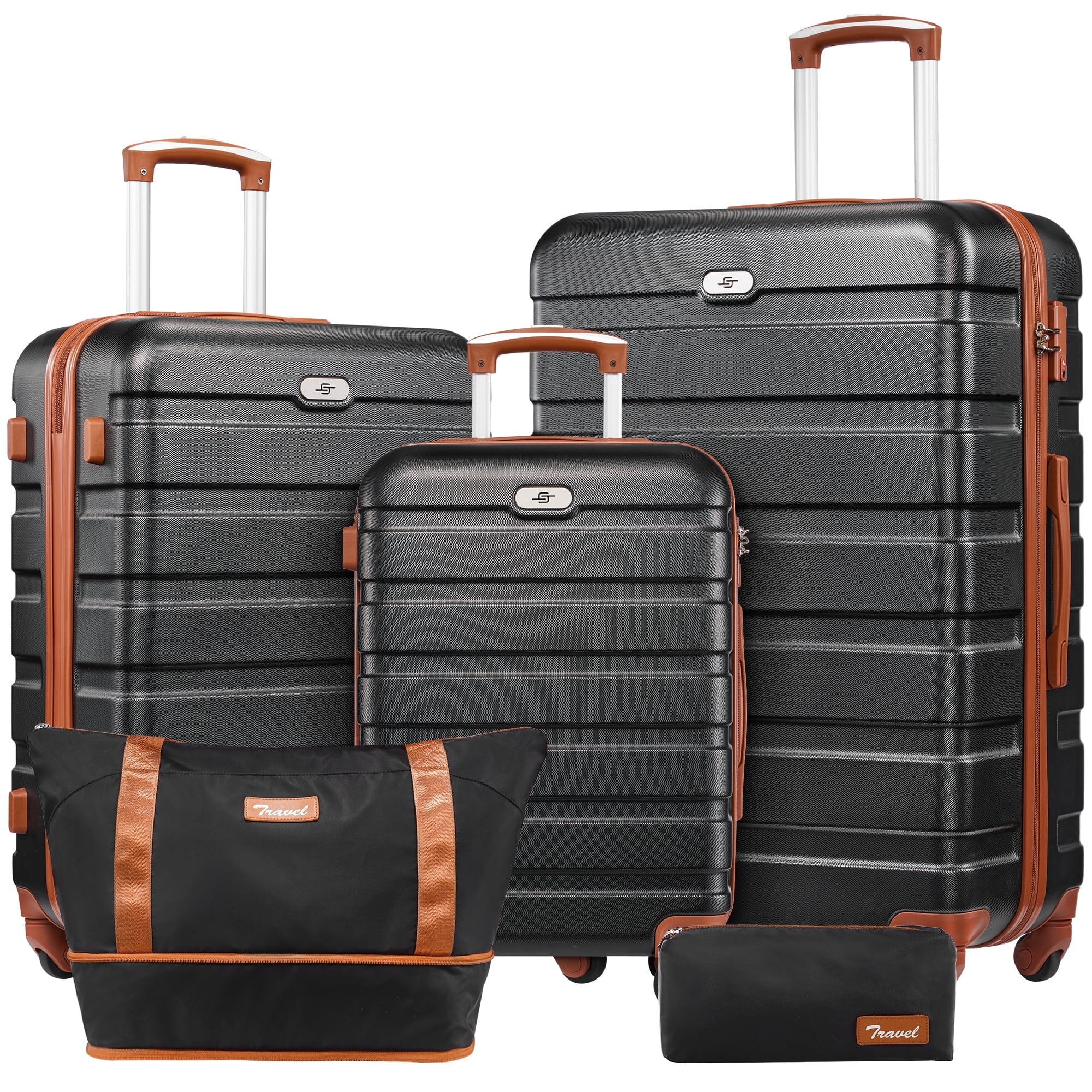 5 pcs travel luggage sets, 20 24 28 inch carry-on and checked luggage ...