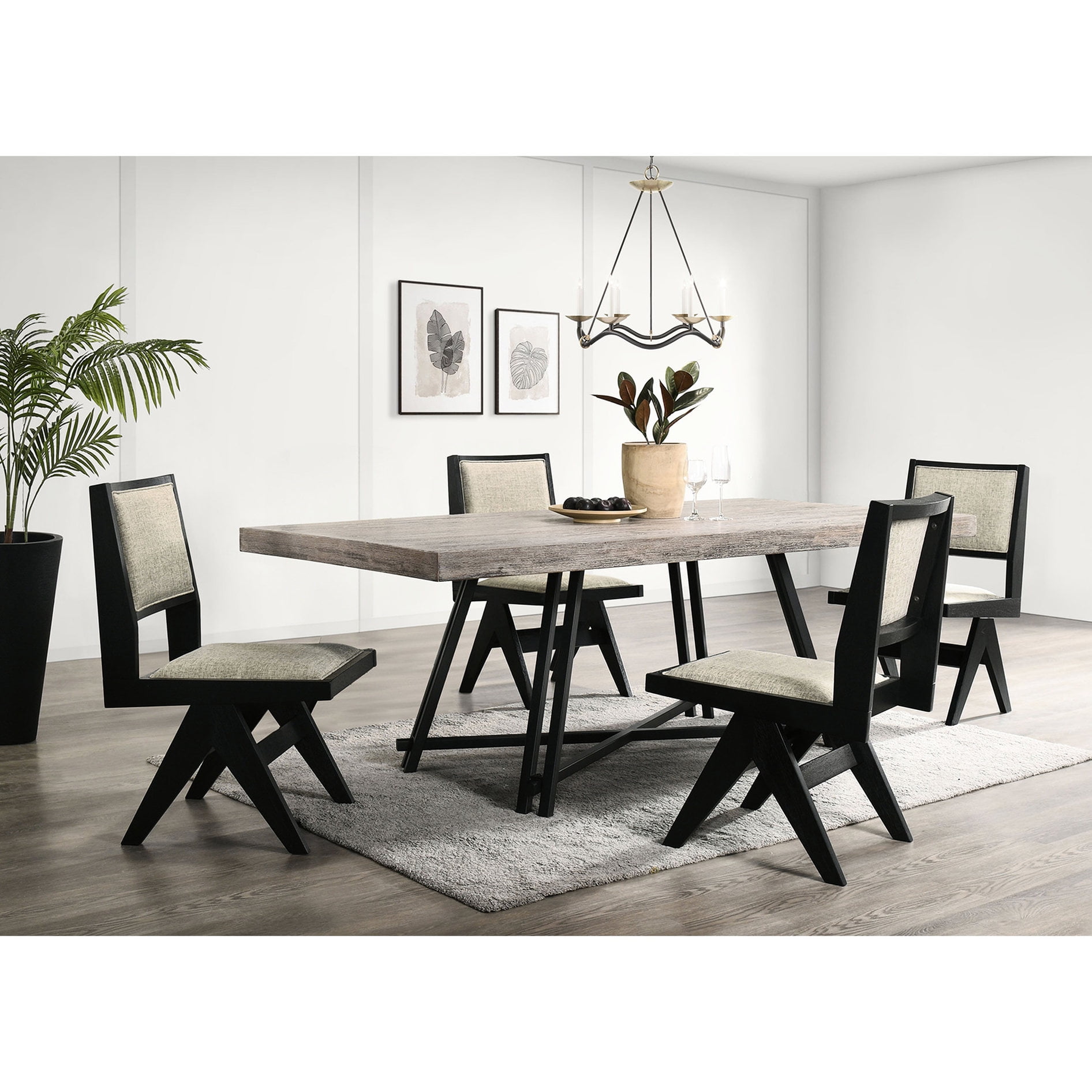 5-piece Dining Set with Black Table and Chairs | Contemporary Design ...