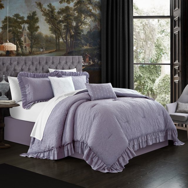 5 piece Kensley Comforter Set Washed Crinkle Ruffled Flange Border ...