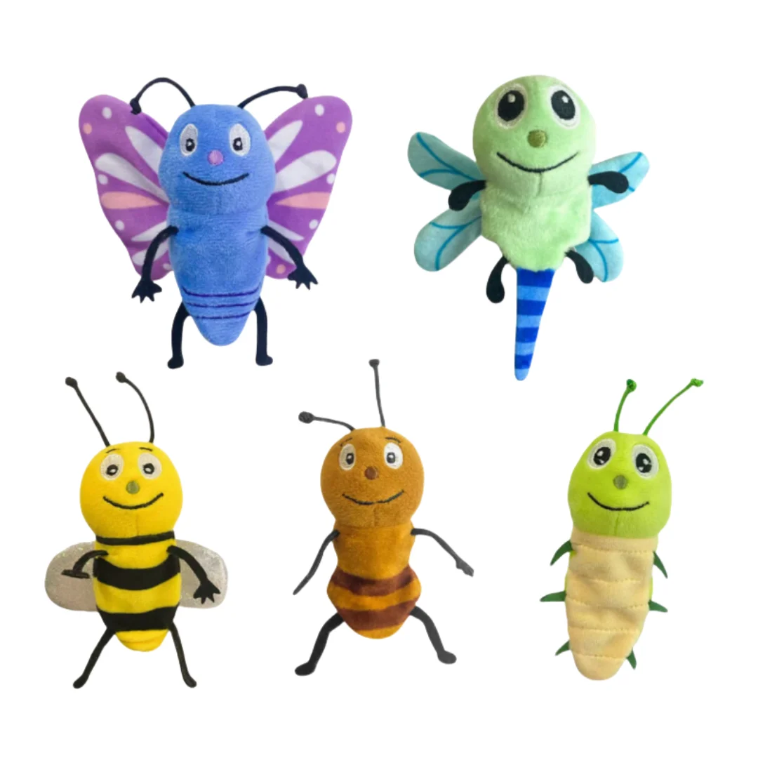 5-piece Mini Insect Finger Set Stuffed Animal -3.5-inch Plush Toy Set ...