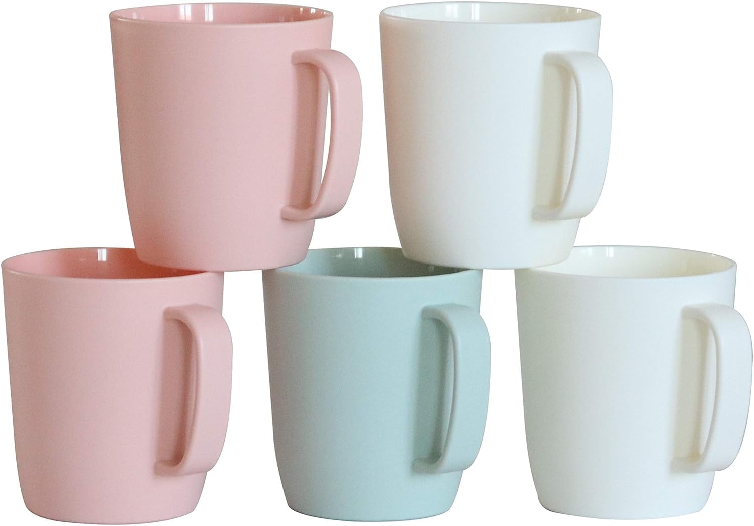 5-piece coffee cup set, 10 ounce non fragile plastic cup with handle, 3 ...