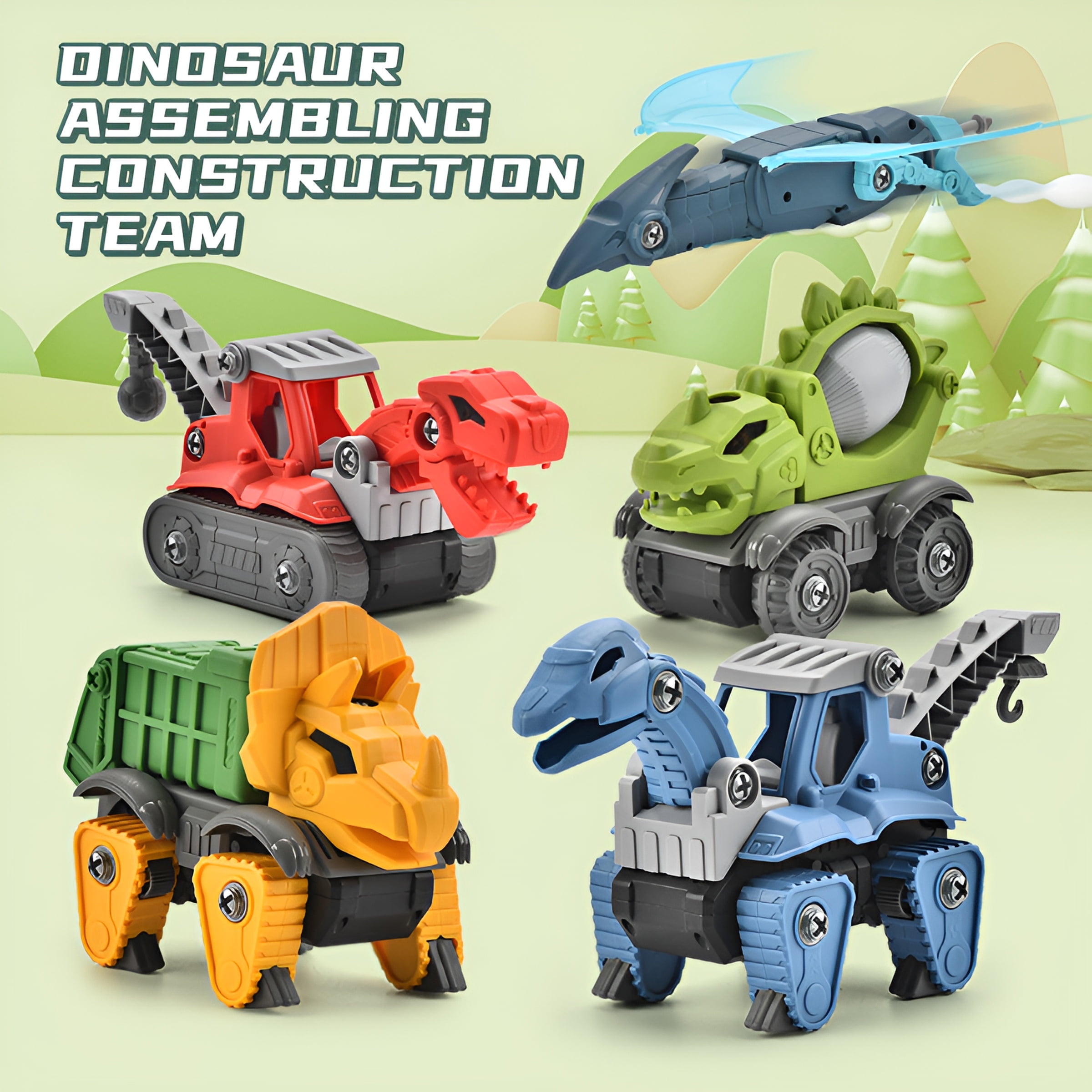 5-piece dinosaur toy set for boys aged 3+, provides fun and educational ...