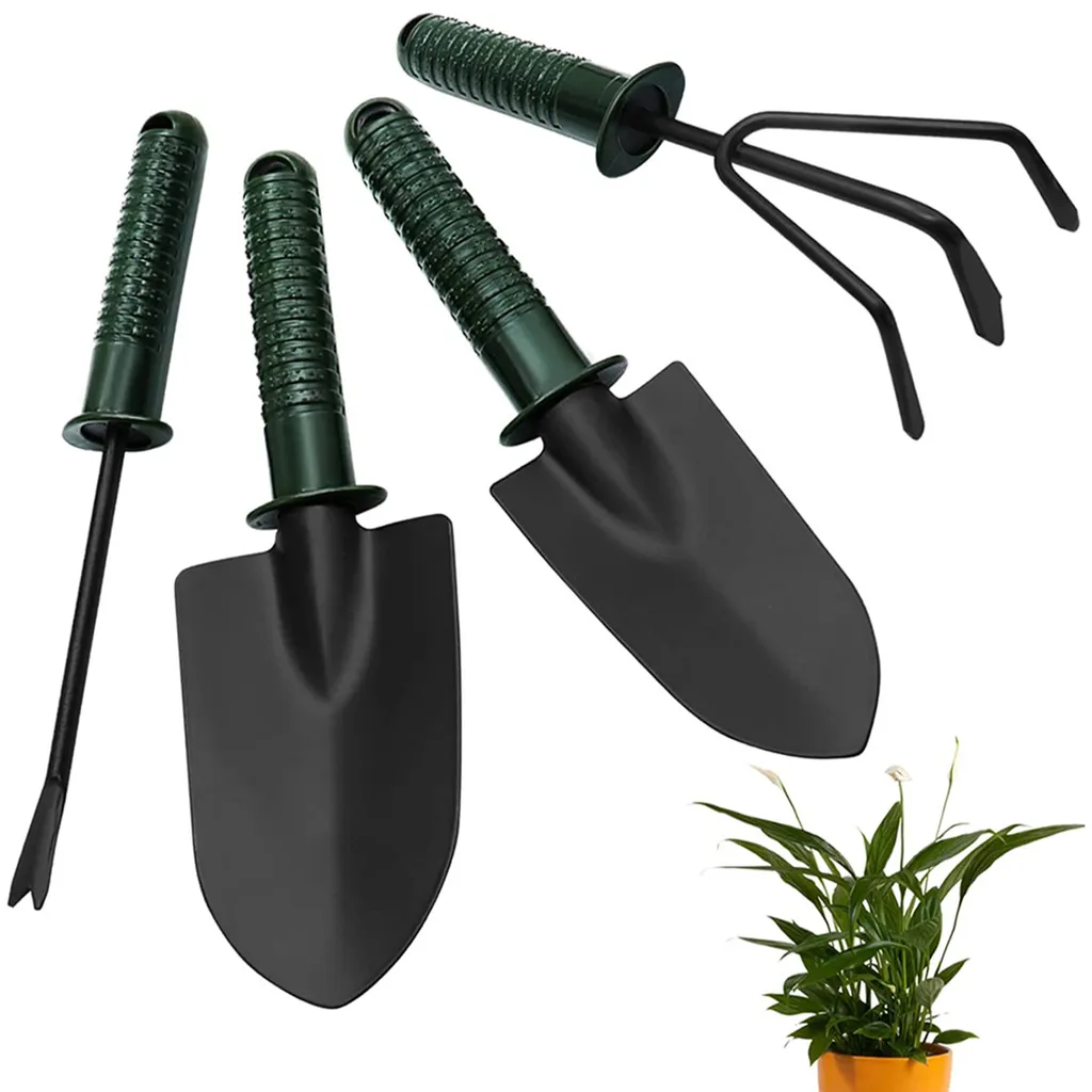 5-piece garden tool set, garden set with shovel, hand rake, fork ...