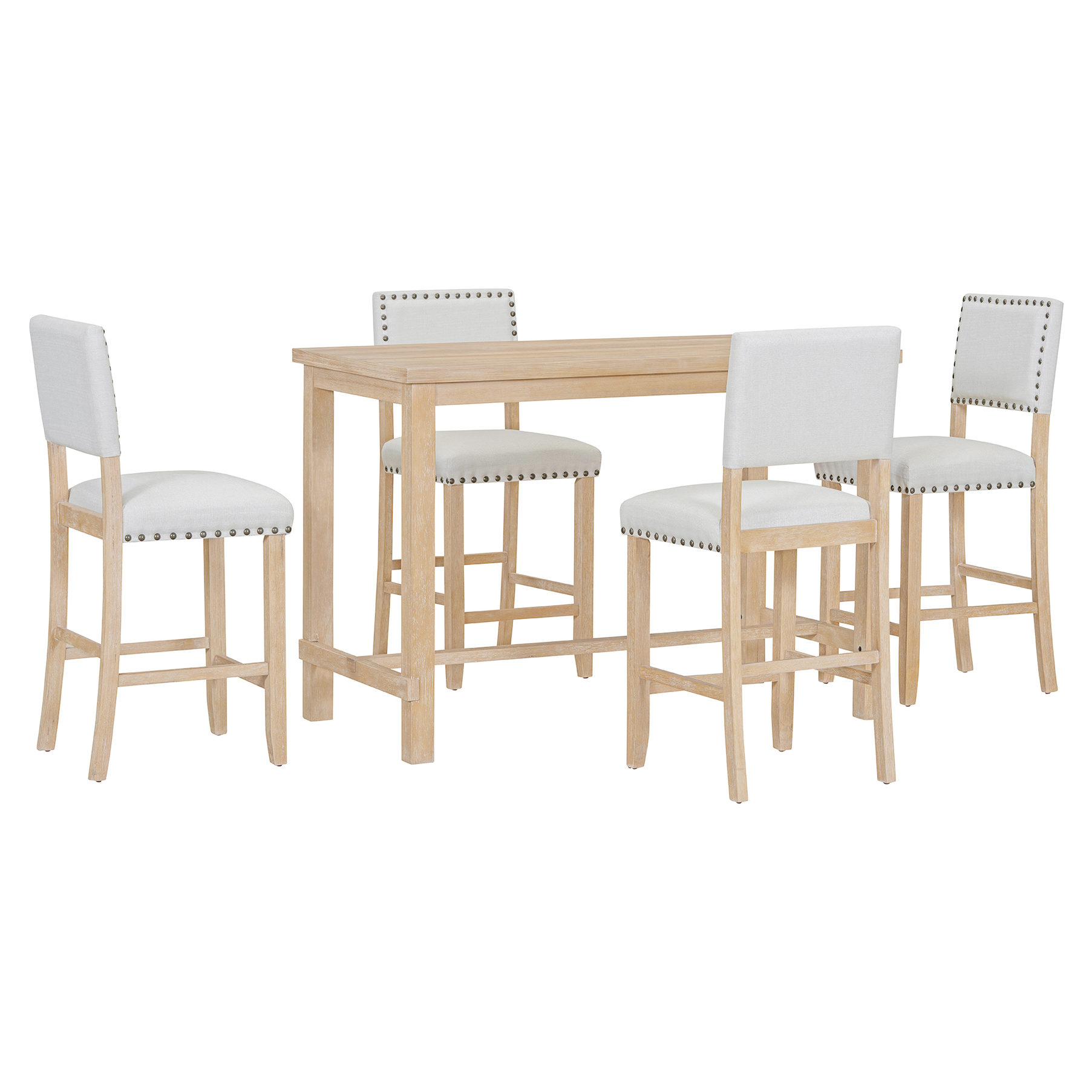 5 - piece, high - quality MDF, solid wood legs - Cushioned seating for ...