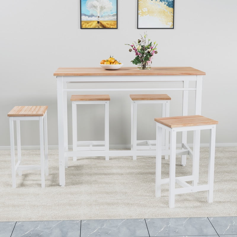 5-piece modern kitchen table with four bar stools Bar table set 5PC ...