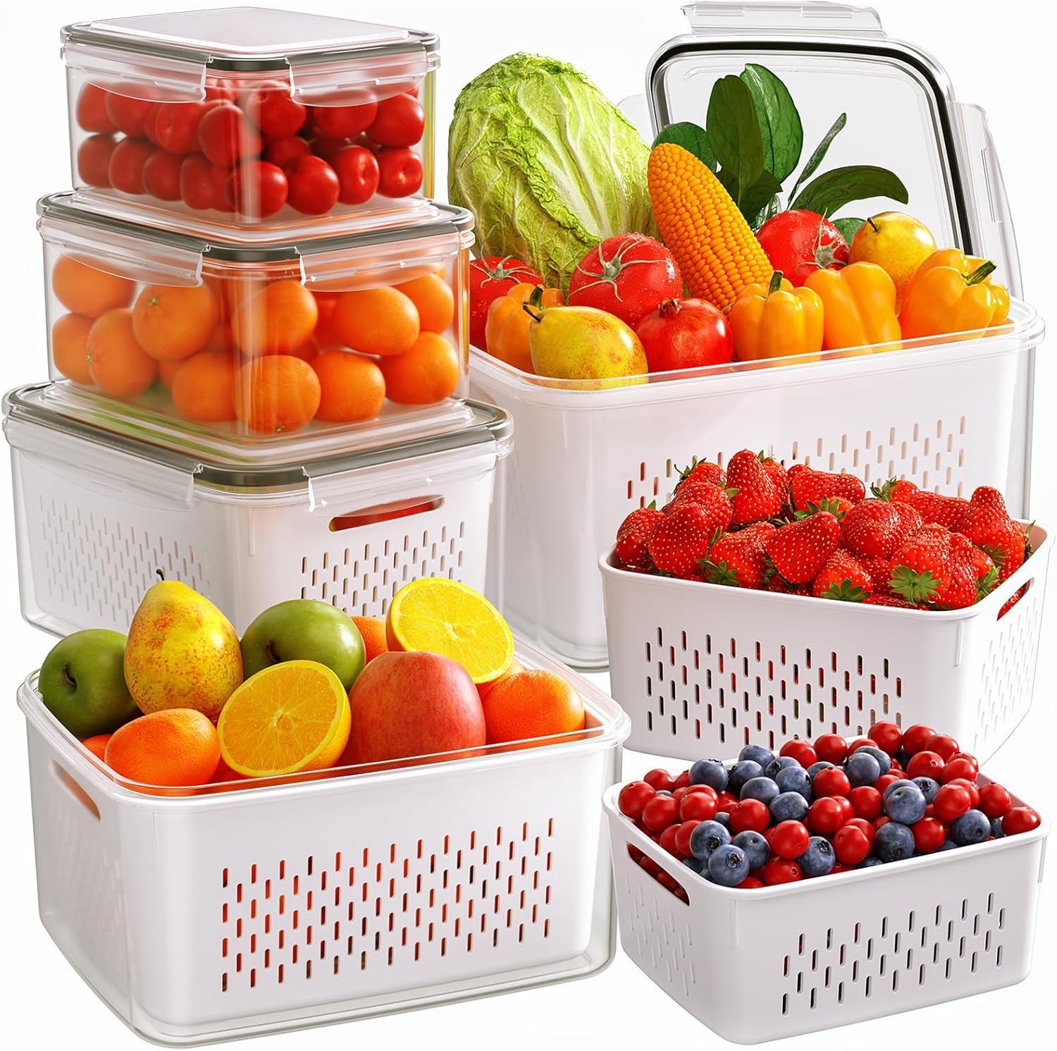5-piece refrigerator fruit storage container with detachable filter pot ...