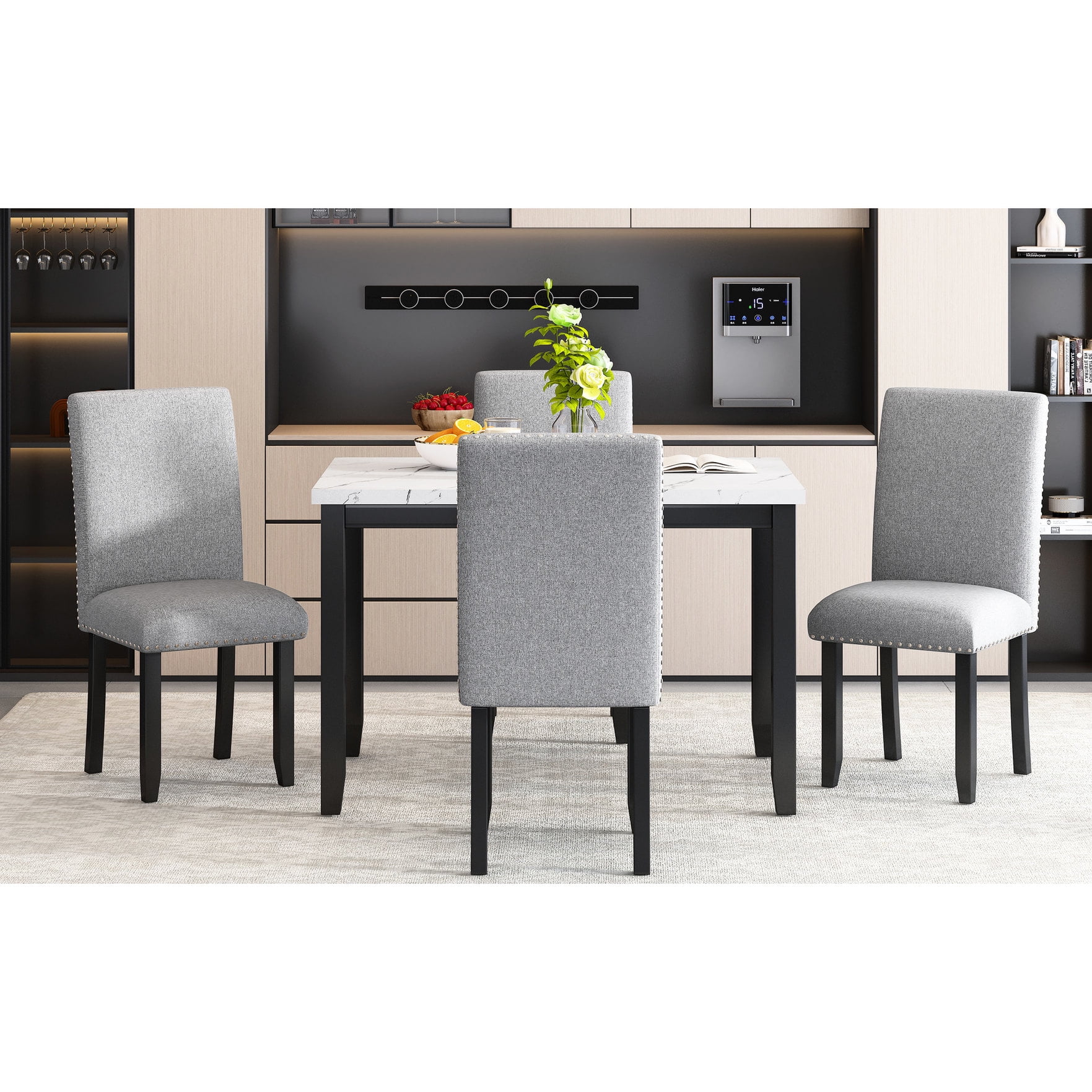5 - piece set with artificial marble - easy spot - cleaning seats ...