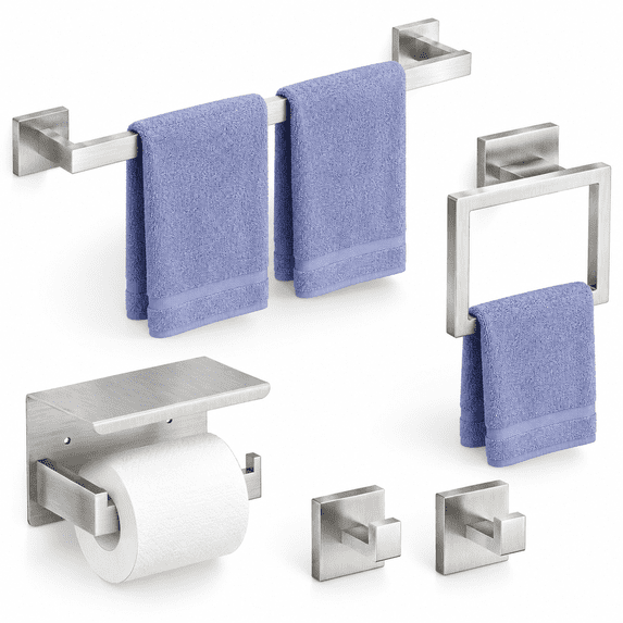 5-pieces Bathroom Hardware Accessories Set 24 Inch Stainless Steel ...