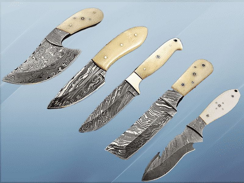 5 pieces Damascus steel skinning knives set. Overall 44 inches long Full tang Damascus steel ...