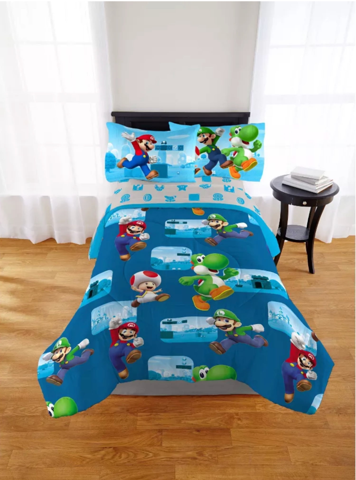5 pieces Twin Super Mario Bed in a Bag Bedding Set Reversible Comforter ...