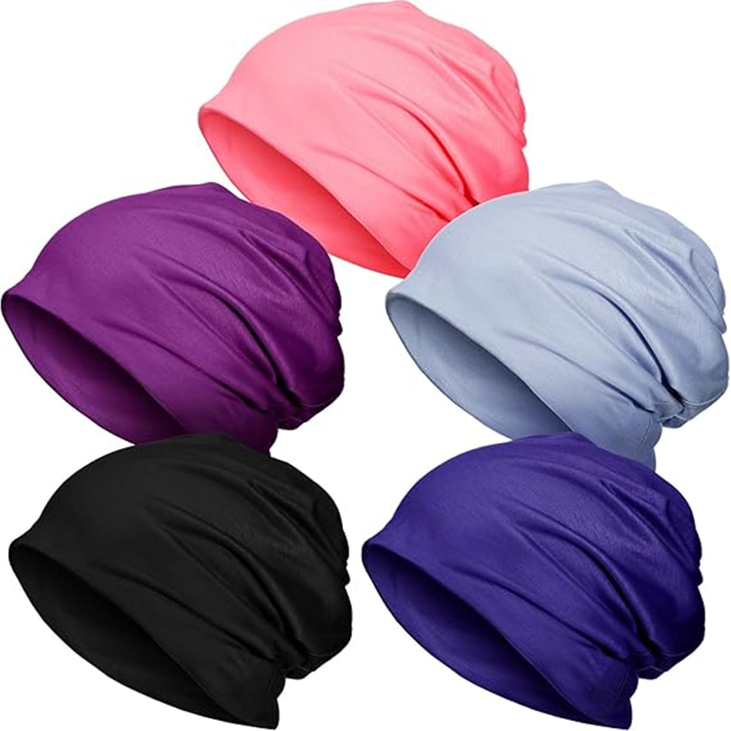 5 pieces Women's Slouchy Beanie Chemo Hat Stretch Cancer Head Wraps ...