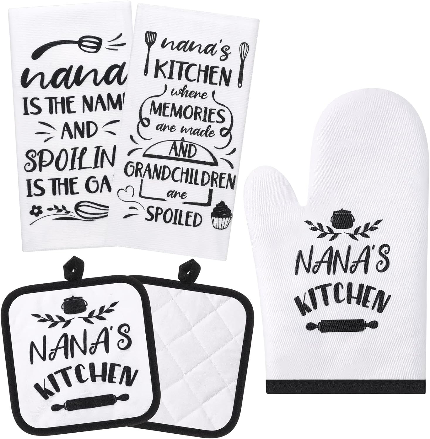 5 pieces nana gifts for mom aunt kitchen set includes dish towels, oven ...