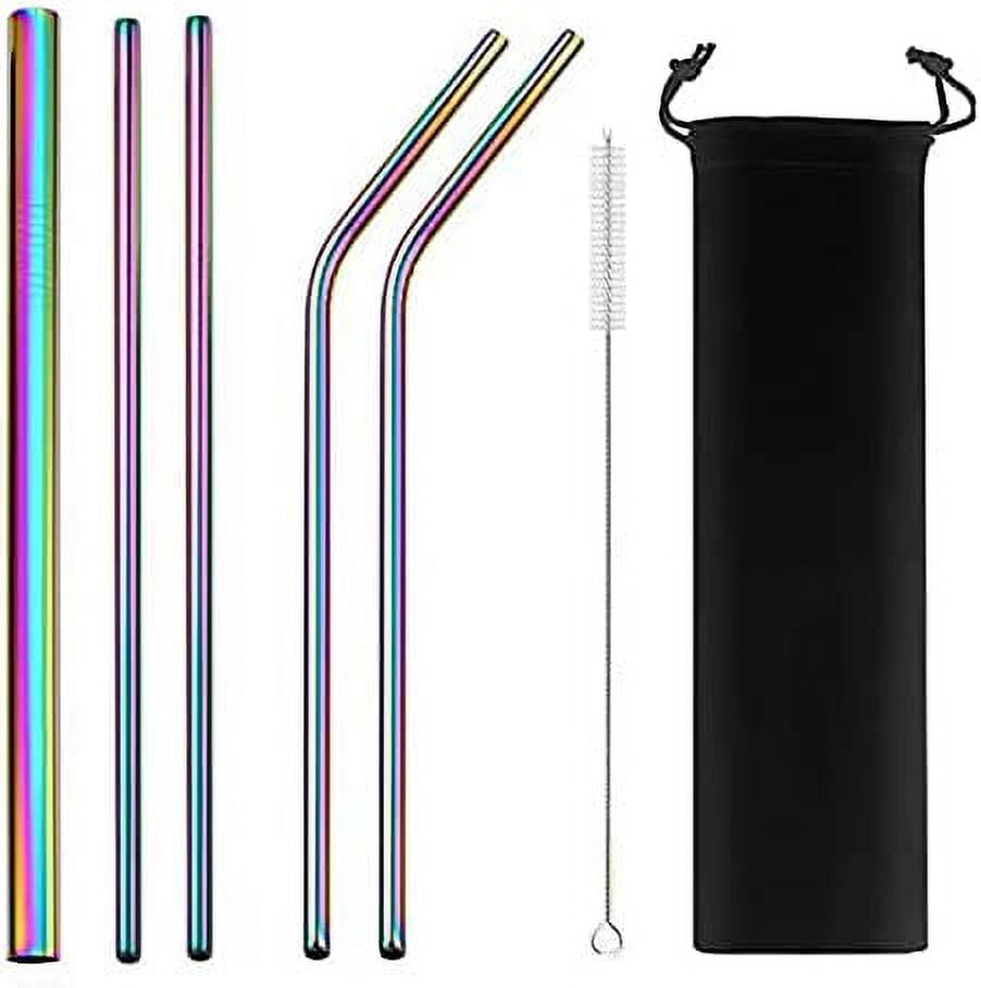 5 pieces of reusable stainless steel drinking metal straw milk tea ...