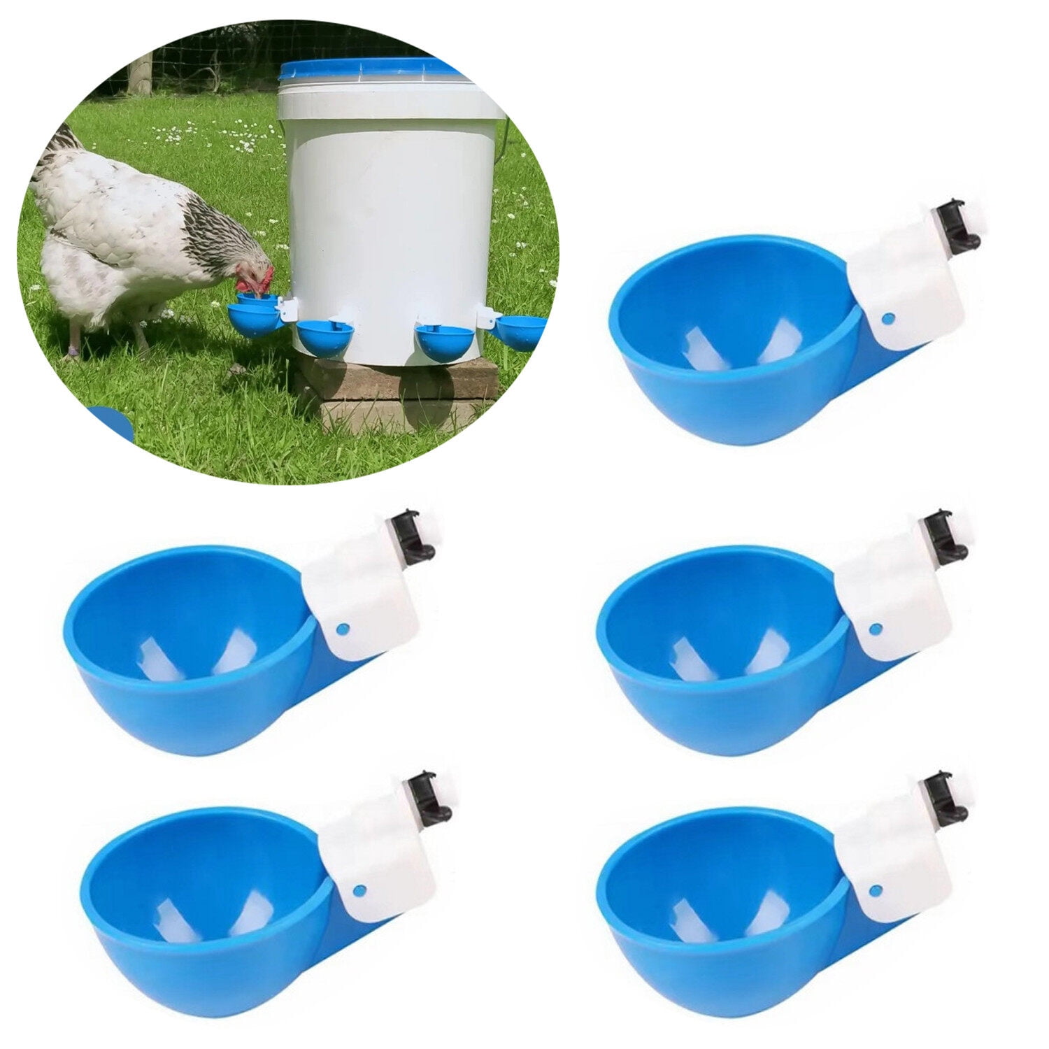5 plastic automatic drinking cups for poultry, DIY chicken water ...