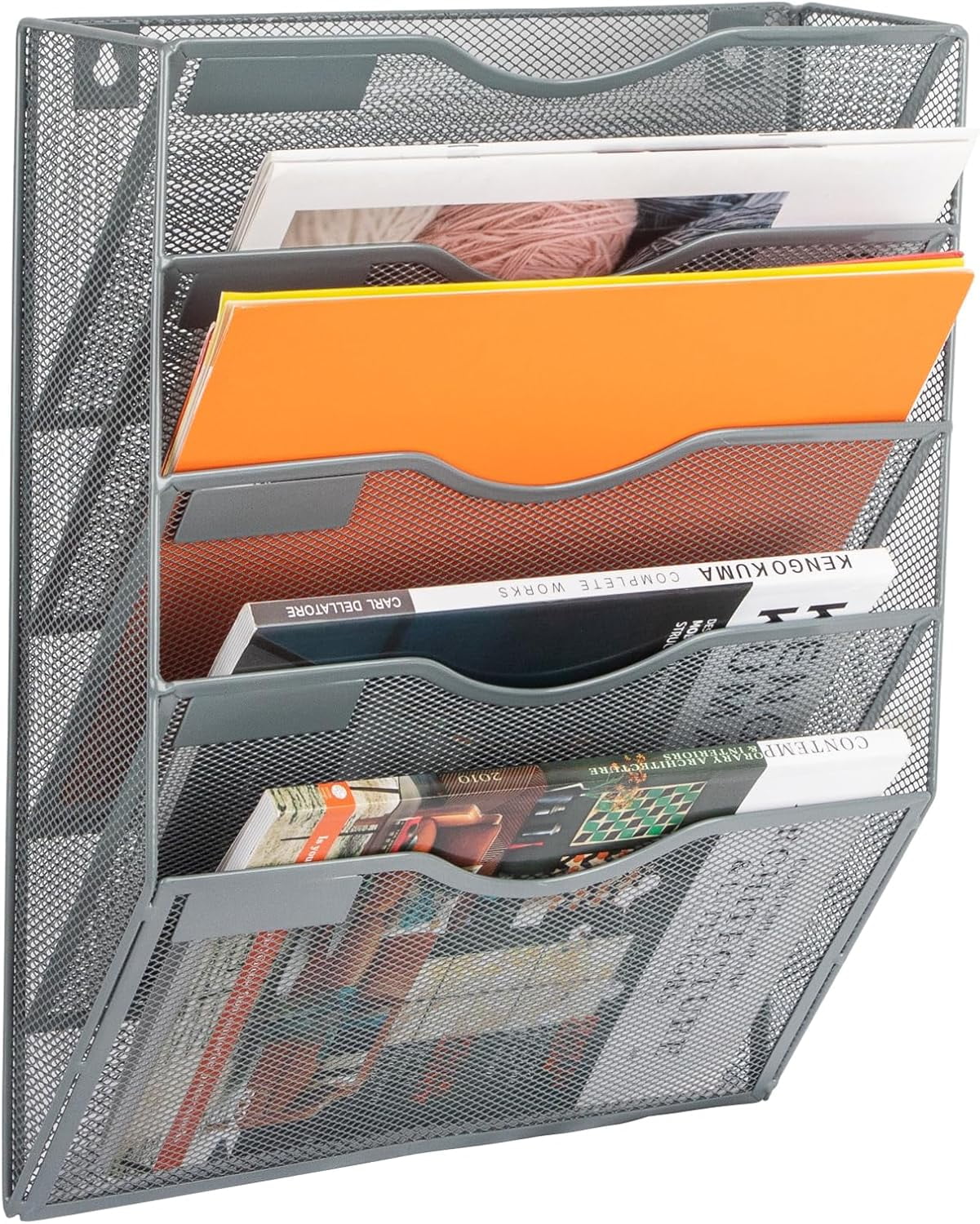5-pocket mesh wall mounted document organizer, wall mounted mail paper ...