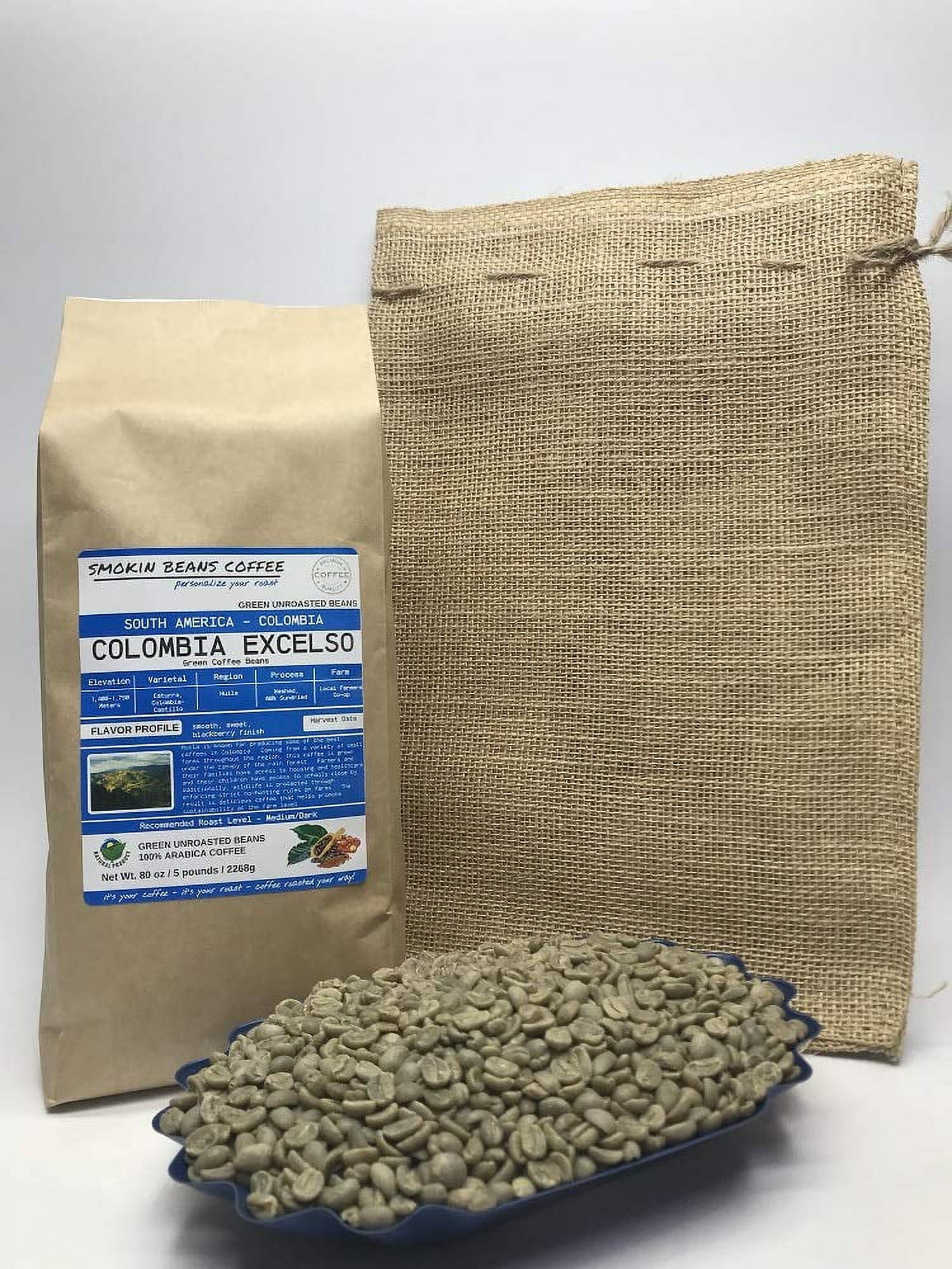 5-pound Colombia (Unroasted Green Coffee Beans) premium Arabica beans ...