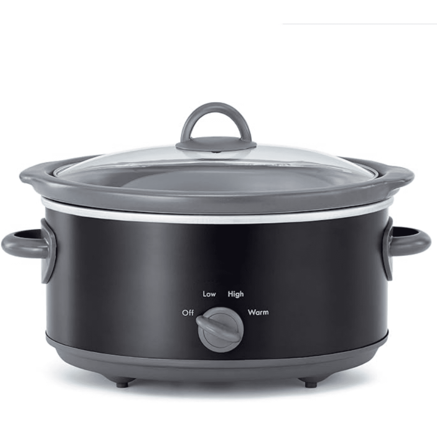 5 qt (4.7L) Slow Cooker, Black and Gray, Compact Countertop Cooking ...