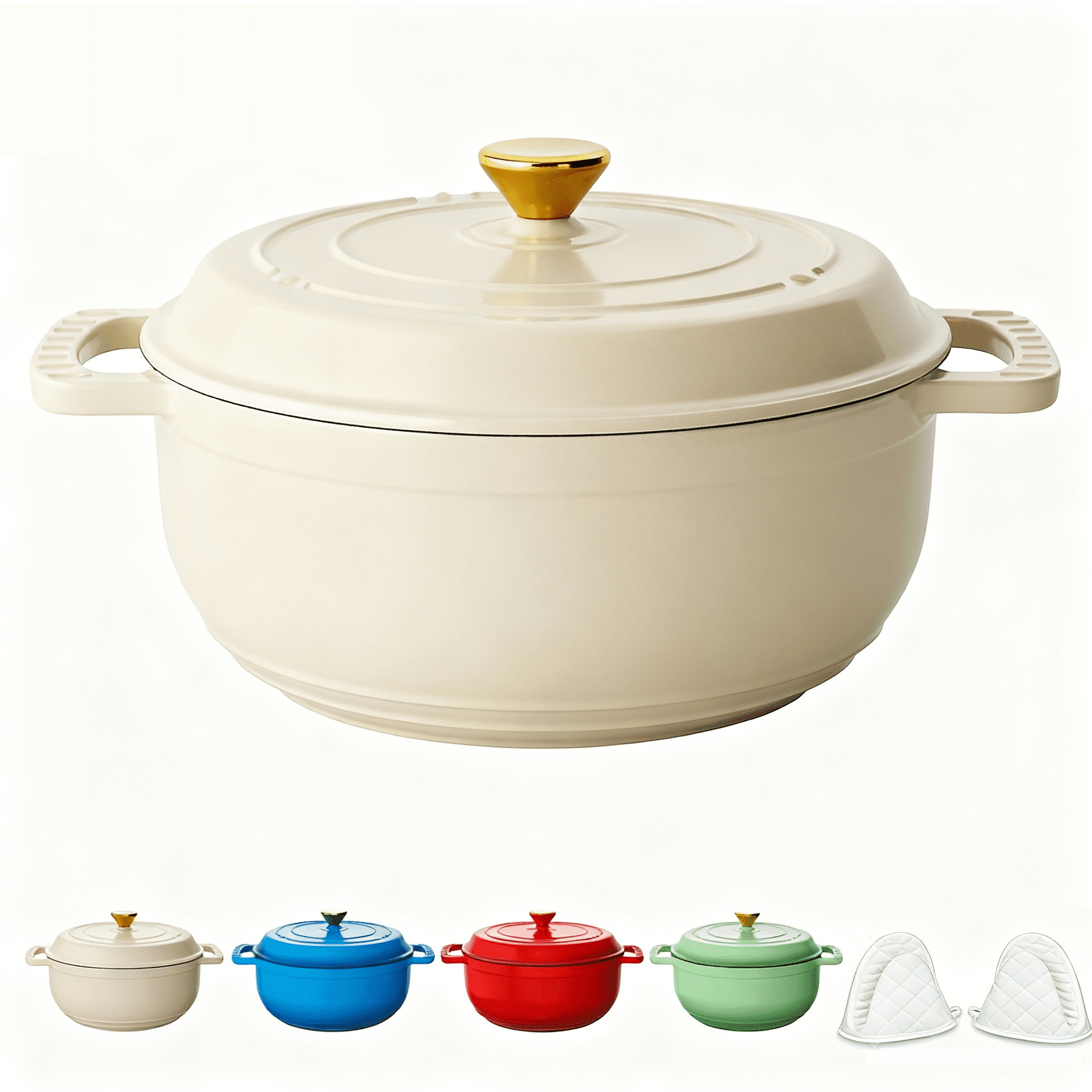 5-quart enameled cast iron Dutch oven, with lid and double handles ...