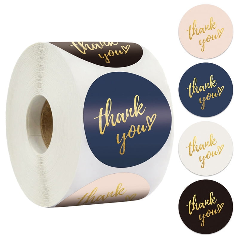 5 roll 4 colors Thank You Stickers Roll Round Paper Adhesive Labels ...